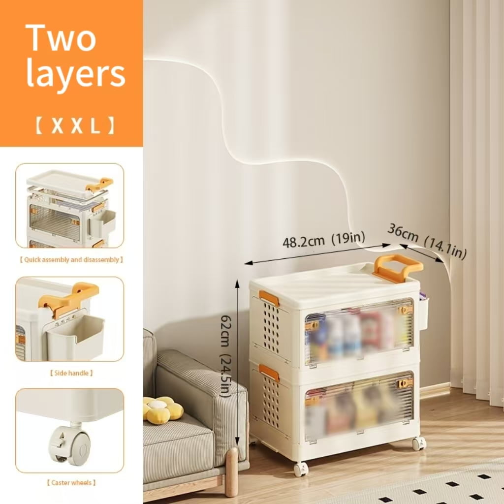 Large Foldable Storage Box with Wheels & Double Opening Lid - 2-in-1 ...