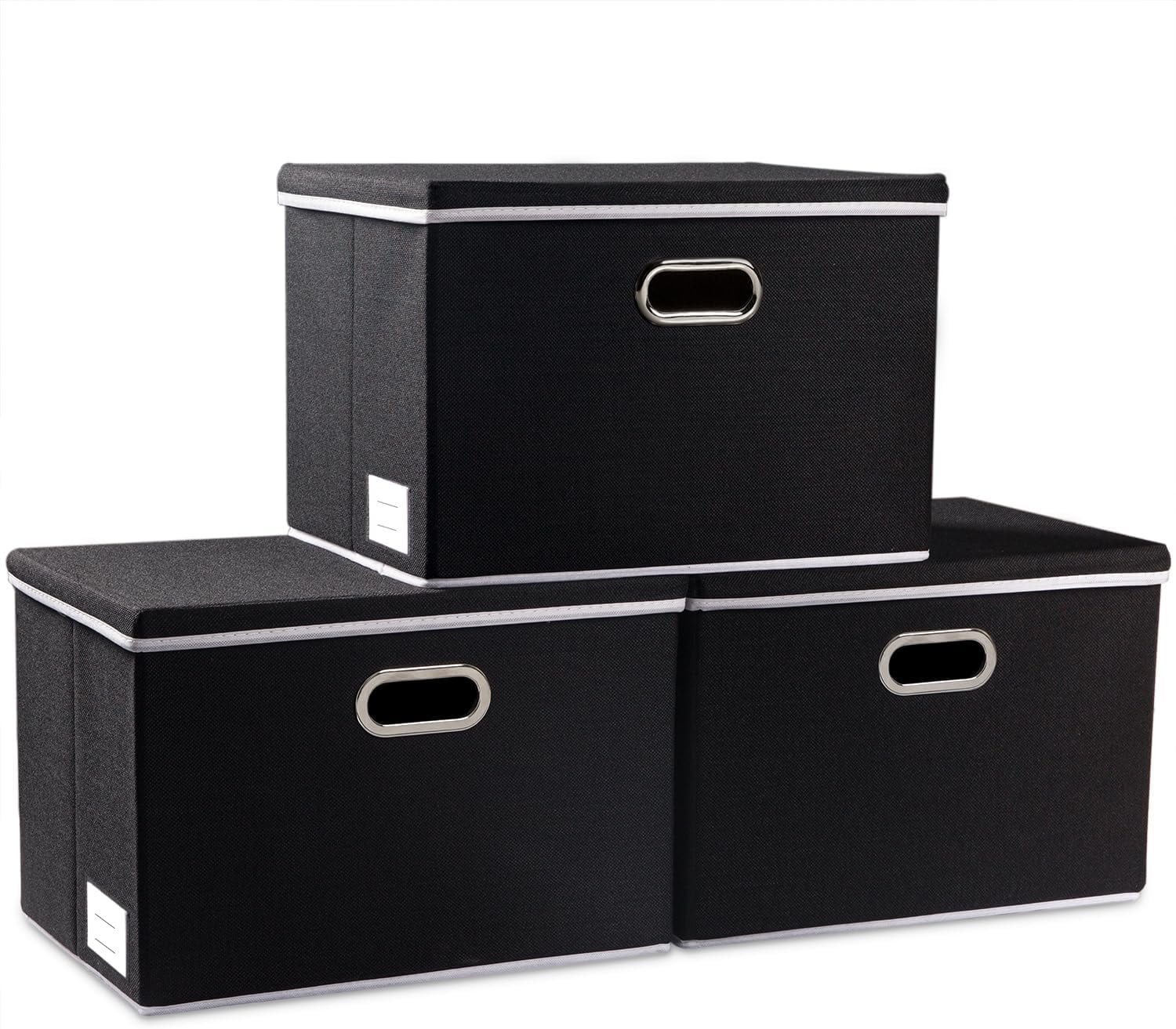 Large Foldable Storage Boxes with Lids [3-Pack] Fabric Collapsible ...