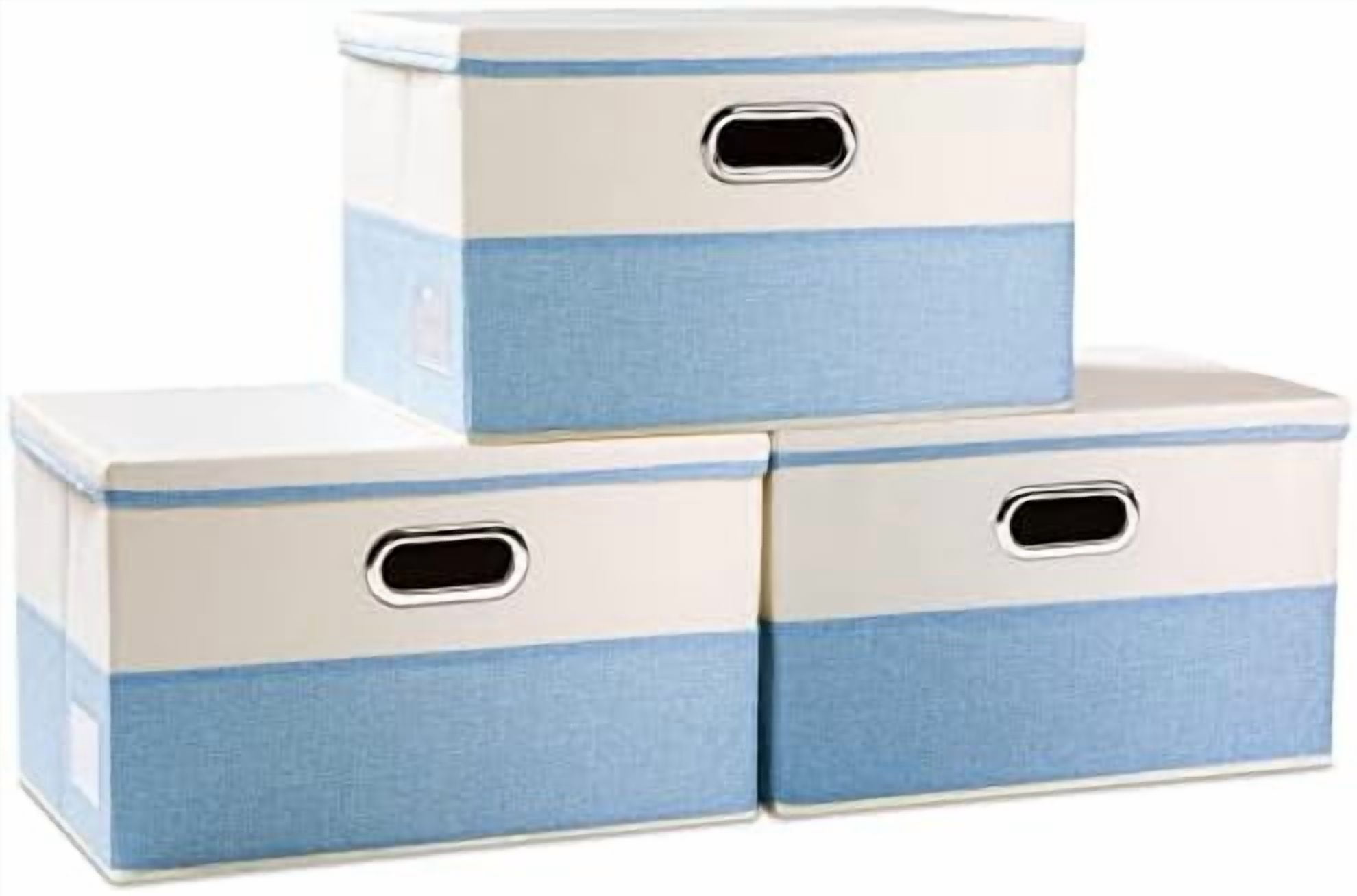 Large Foldable Storage Boxes with Lids [3-Pack] Fabric Collapsible ...