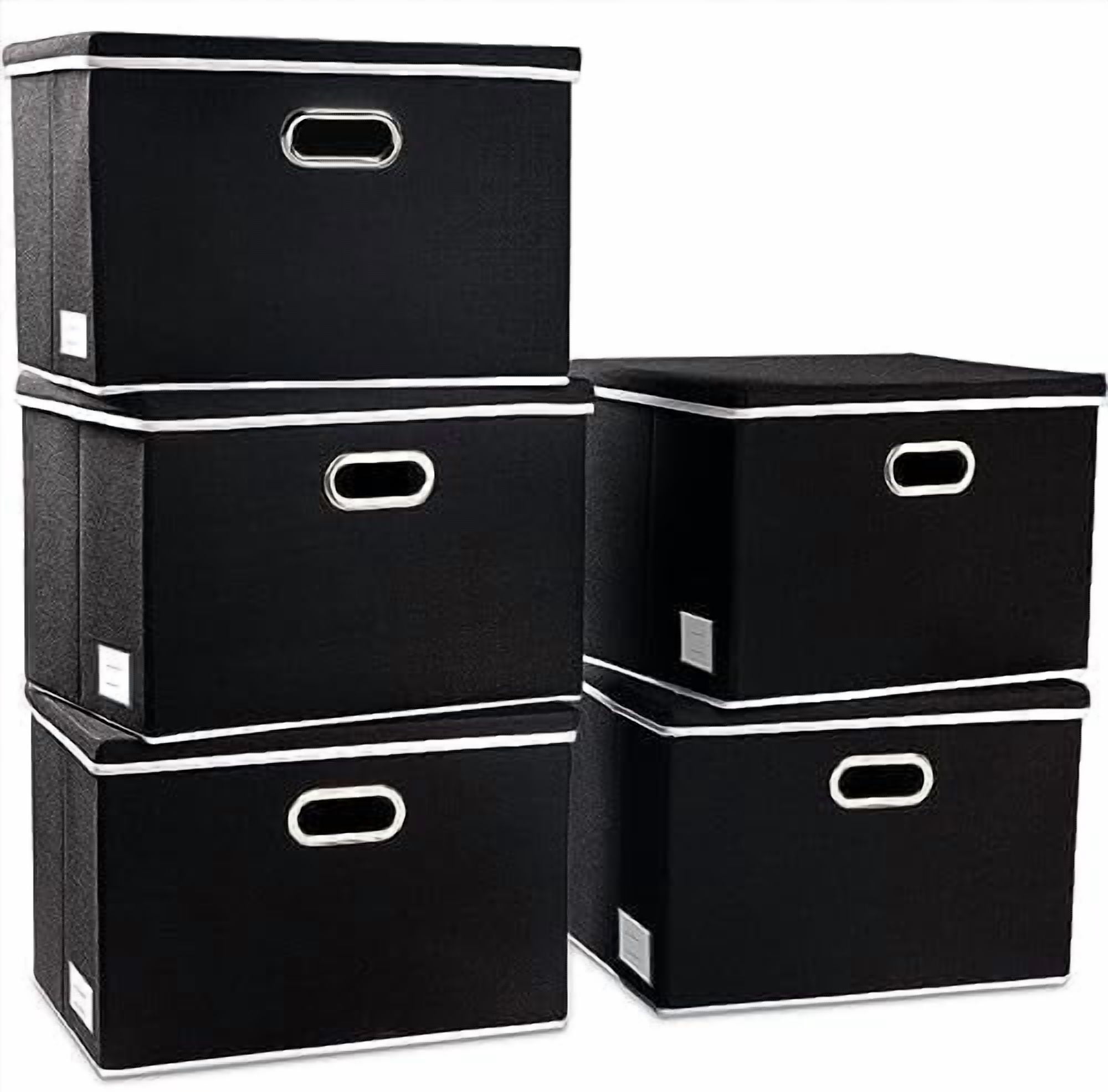 Large Foldable Storage Boxes with Lids [5-Pack] Organizer Containers ...