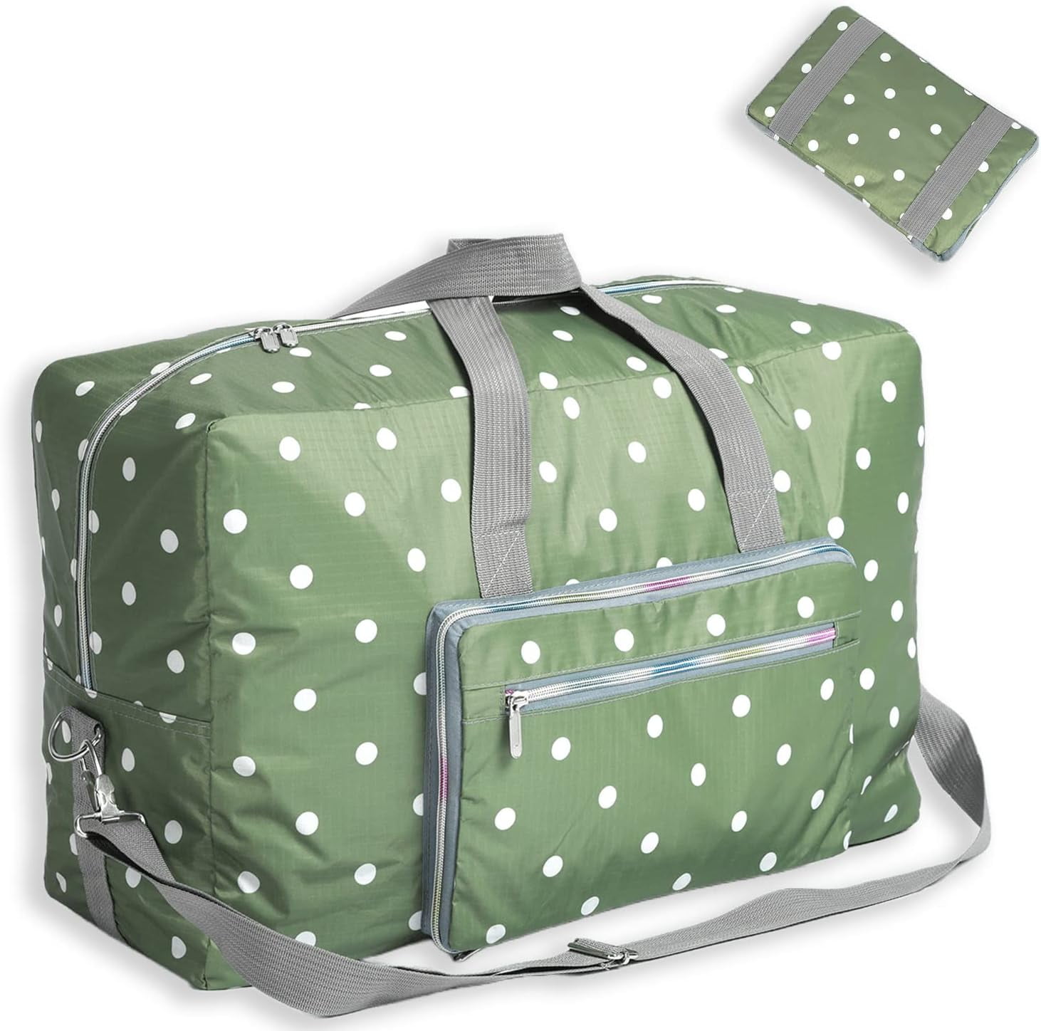 Large Foldable Travel Duffel Bag with Trolley Sleeve, Duffel Bag Gym Tote Bag with Dot Carry on ...