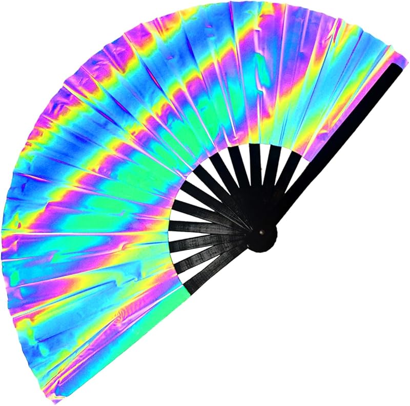 Large Folding Hand Fan Glitter Large Rave Hand Fan, Folding Shiny Hand ...