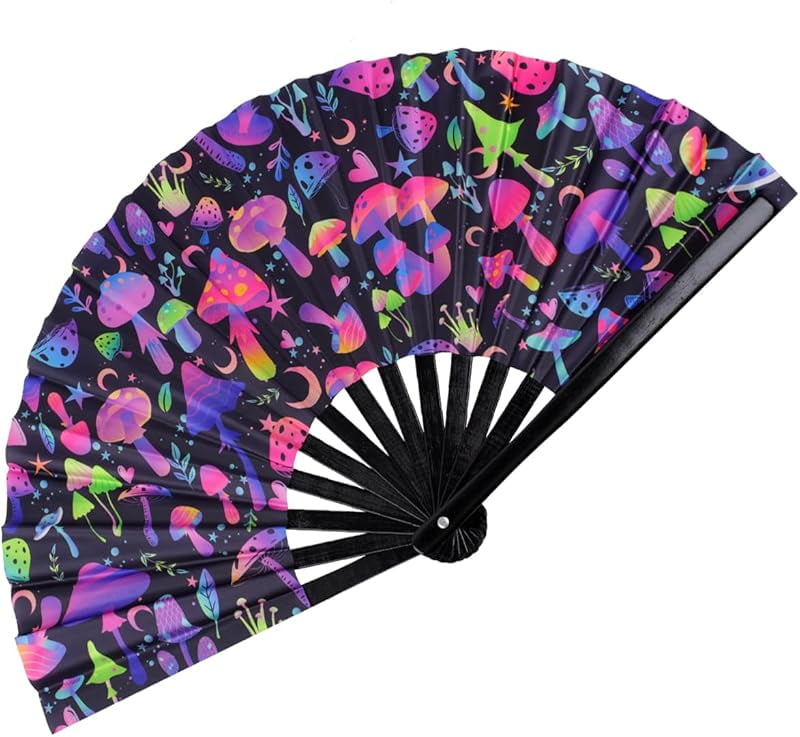 Large Folding Hand Fan Glitter Large Rave Hand Fan, Folding Shiny Hand ...