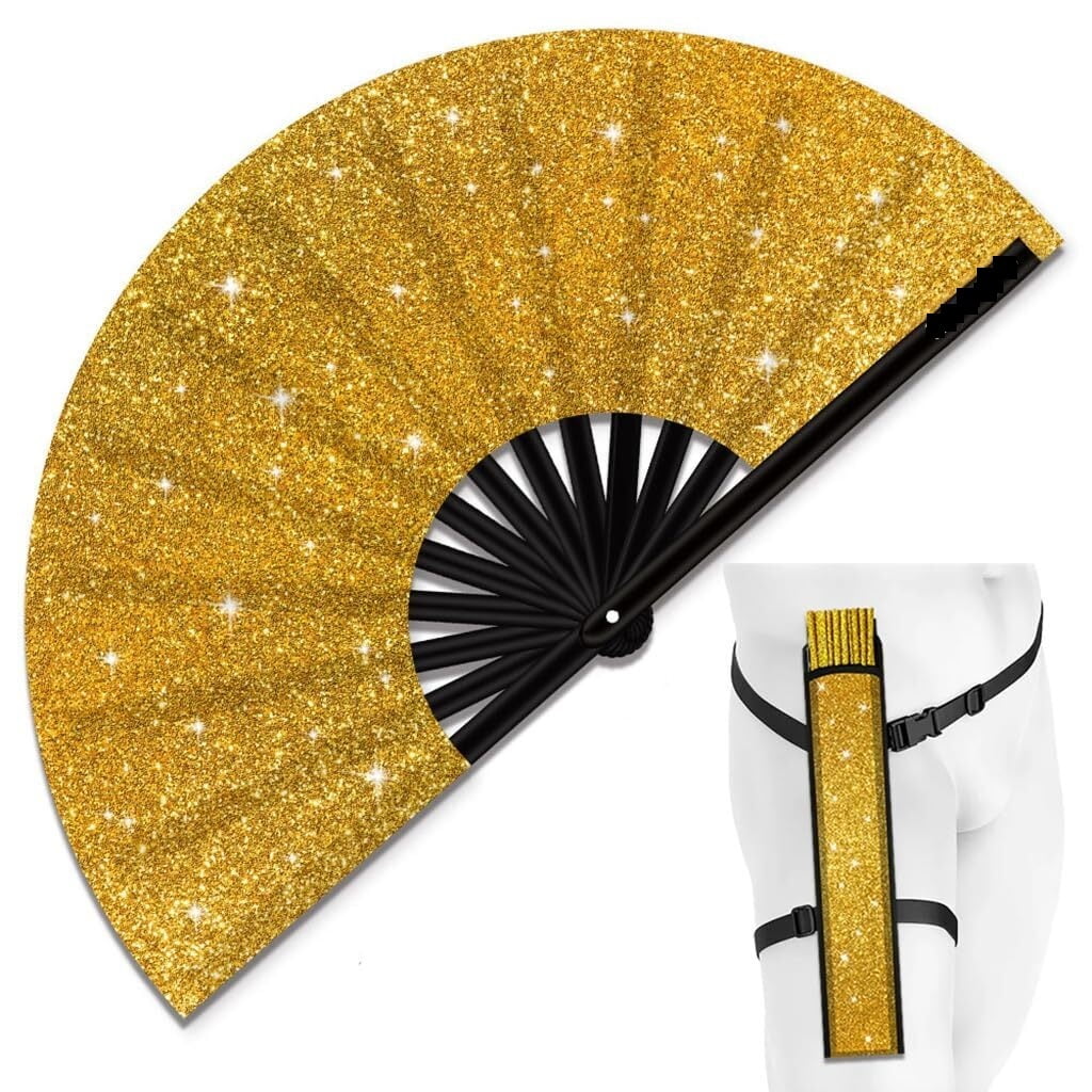 Large Folding Hand Fan with holster for men/women Handheld Fan for ...