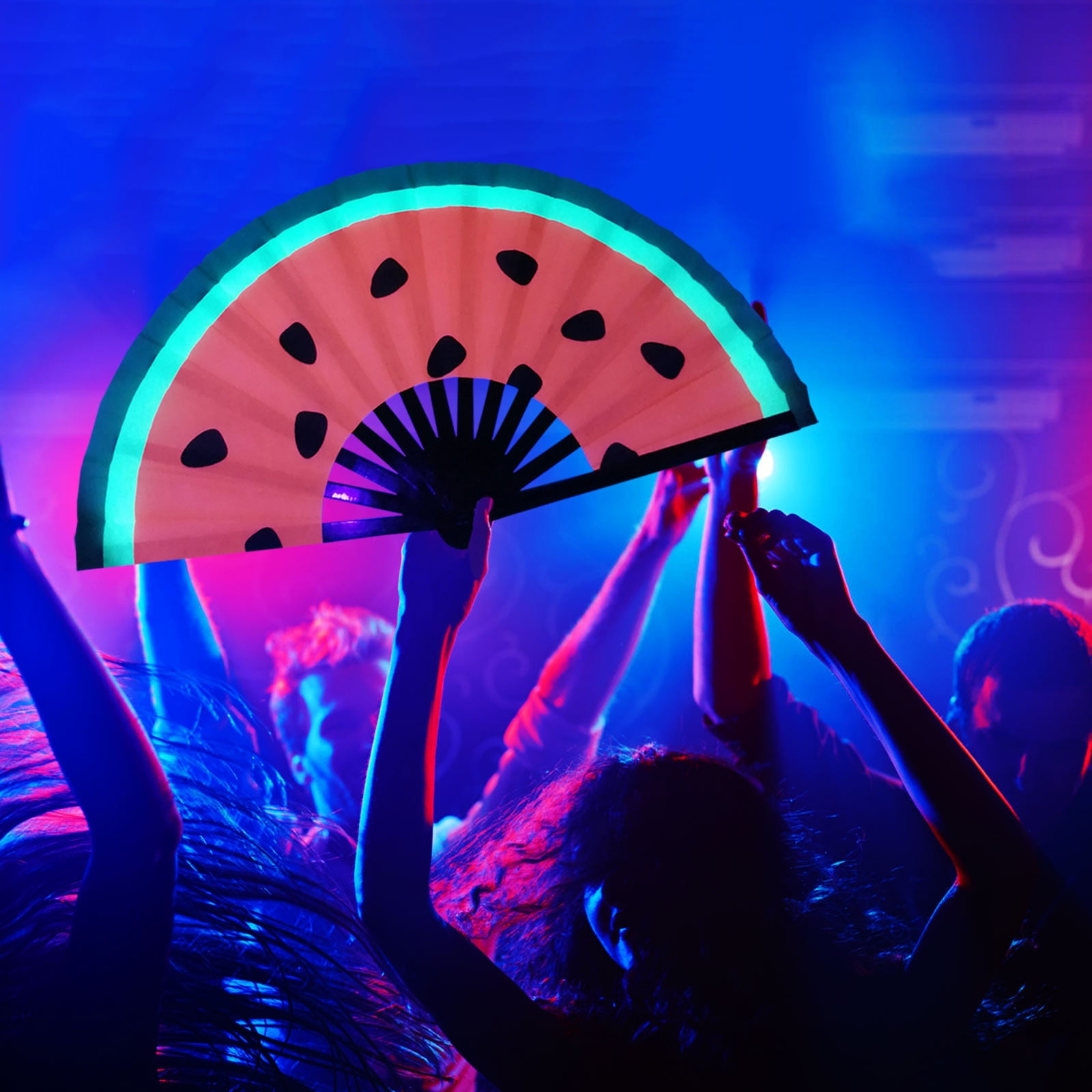 Large Folding Hand Rave Fan, Clack Handheld Fan,Holographic Purple ...