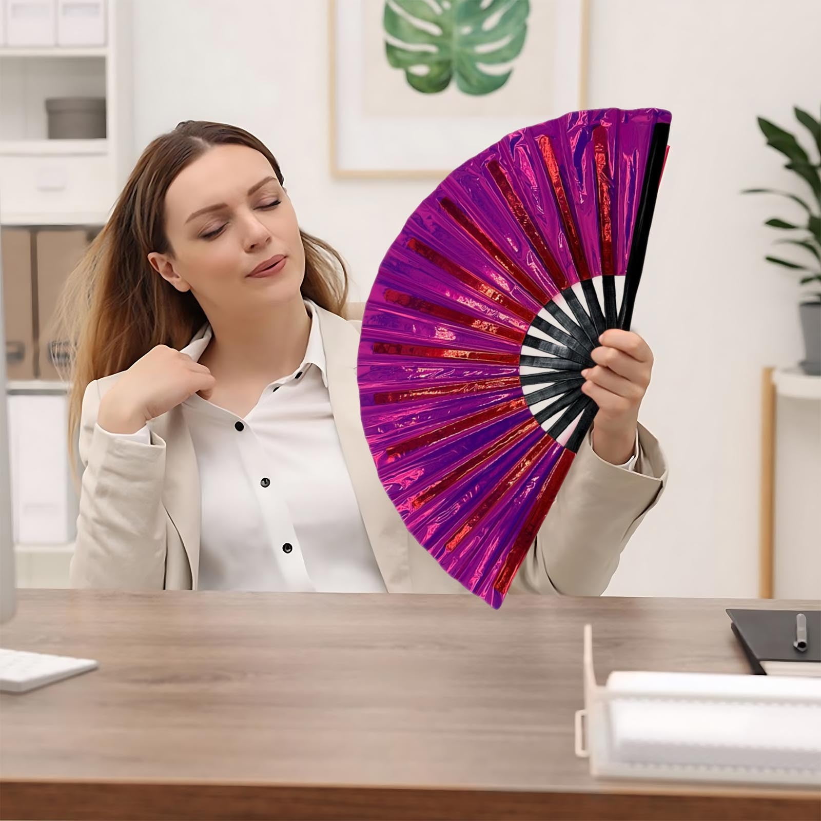 Large Folding Hand Rave Fan Popping Fan for Line Dancing Clacking Fans ...
