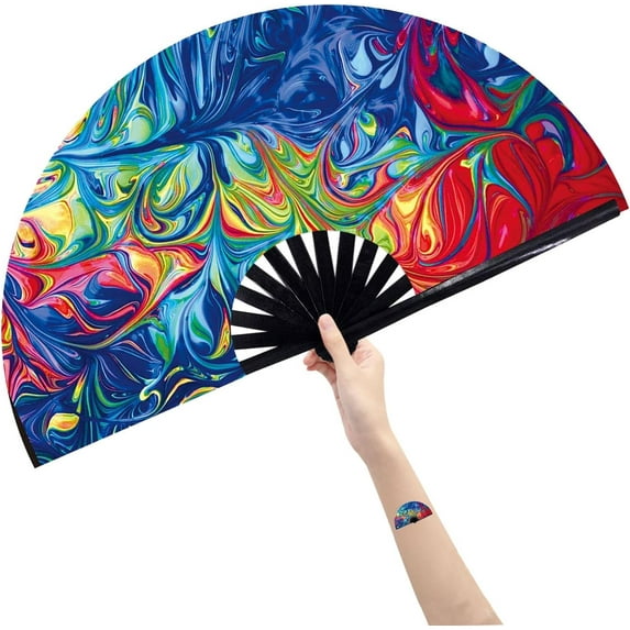 Large Folding Hand Rave Fan Popping Fan for Line Dancing Clacking Fans ...