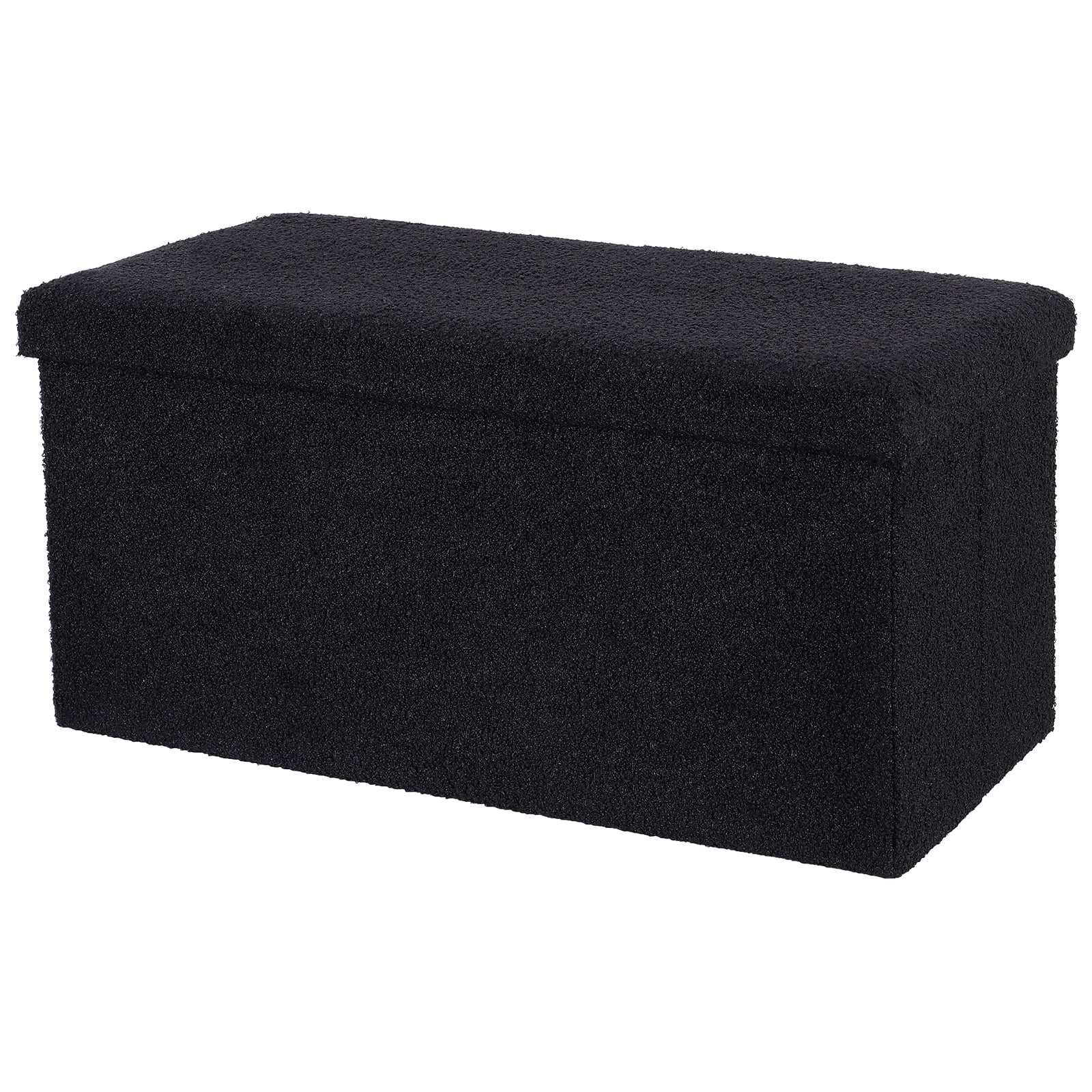 Large Folding Storage Ottoman Teddy Velvet Toy Box Boucle Tufted Bench ...