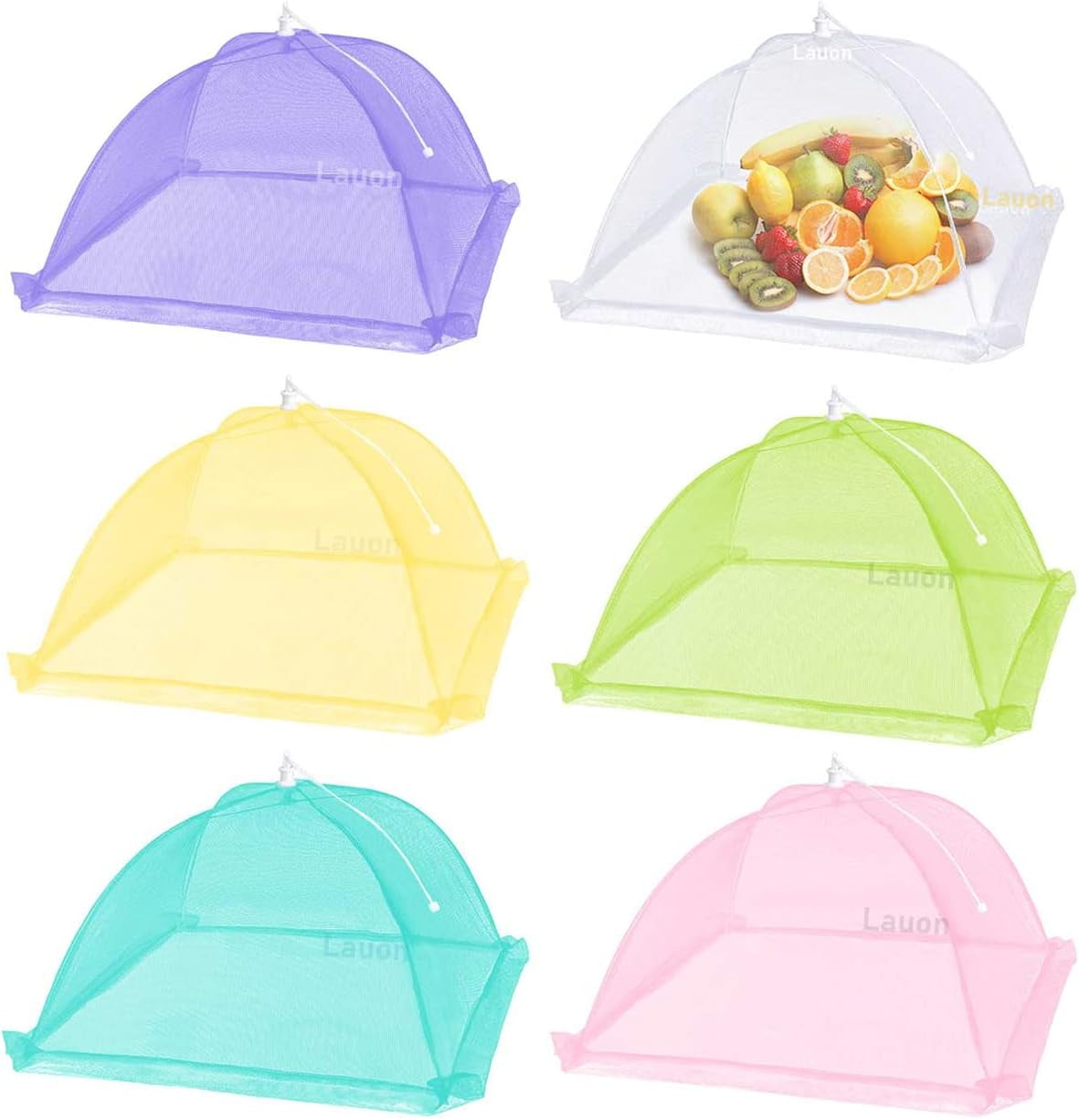 Large Food Cover,6 Pack Mesh Food Tent,17"x17",White Nylon Covers,Pop ...