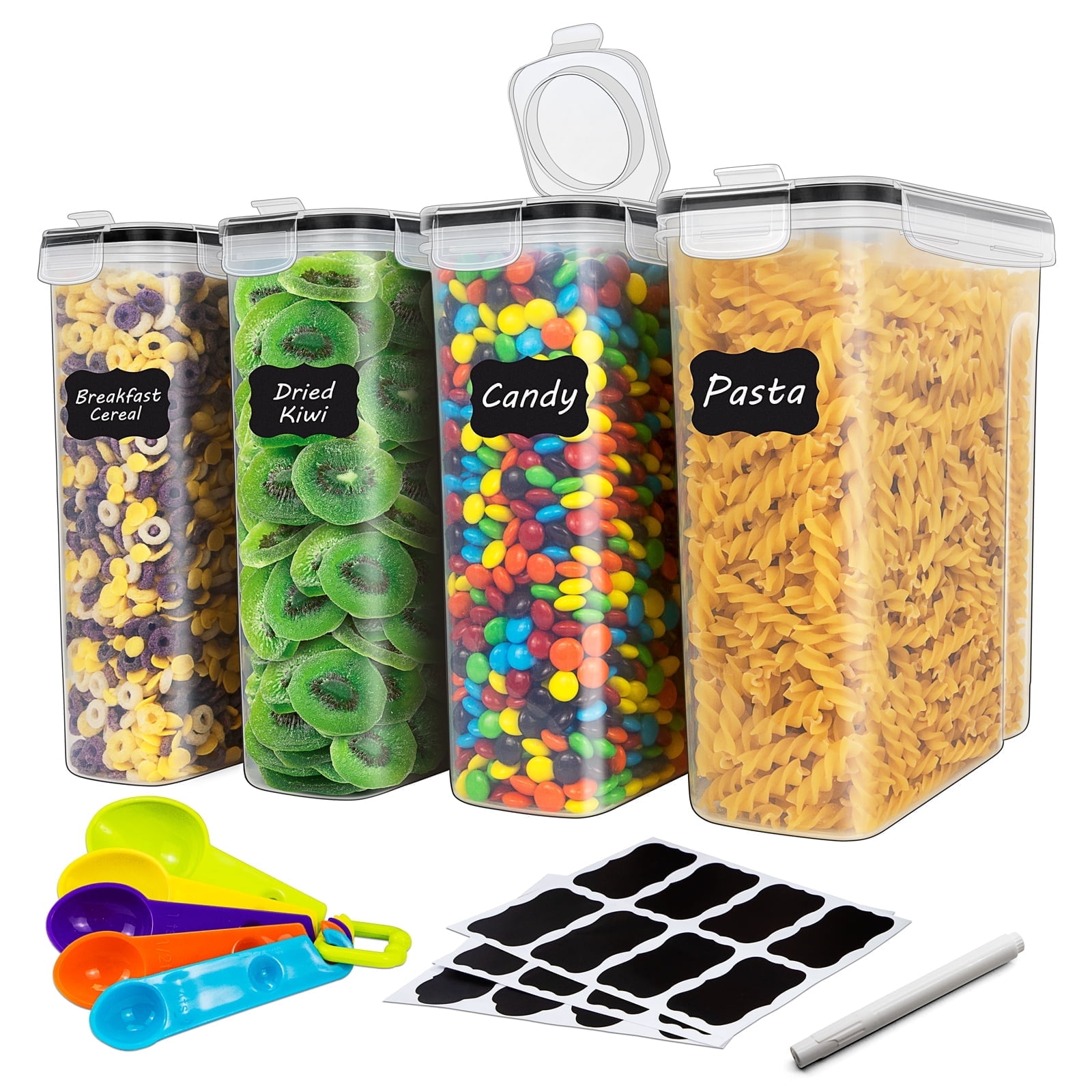 Large Food Storage Containers Set, 4 Packs 4*4L Airtight Cereal ...