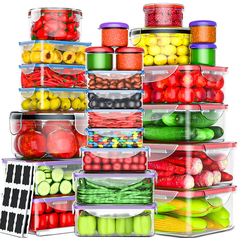 Large Food Storage Set 526OZ, Airtight Leak Proof Stackable, 85OZ to ...