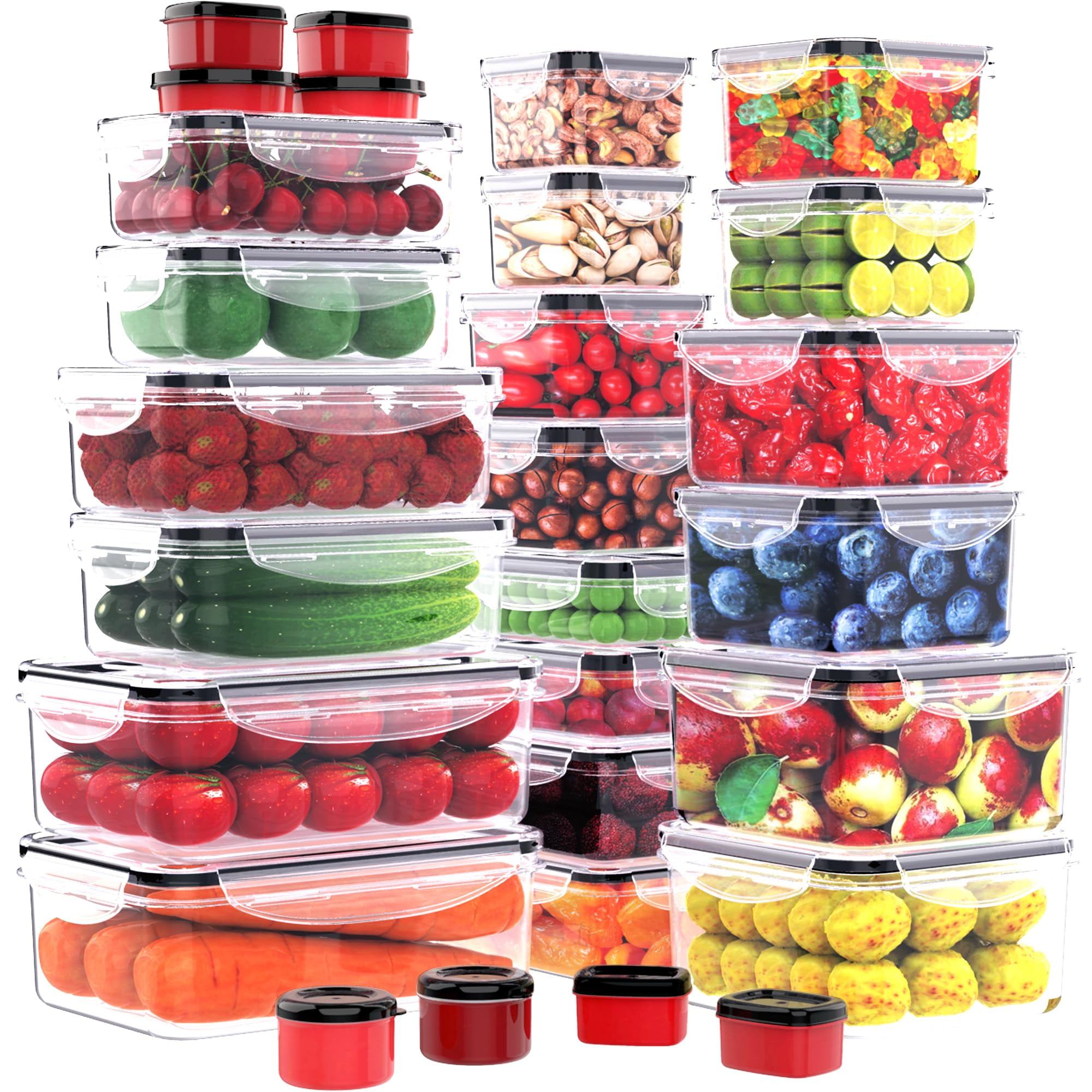 Large Food Storage Set 526OZ, Airtight Leak Proof Stackable, 85OZ to ...
