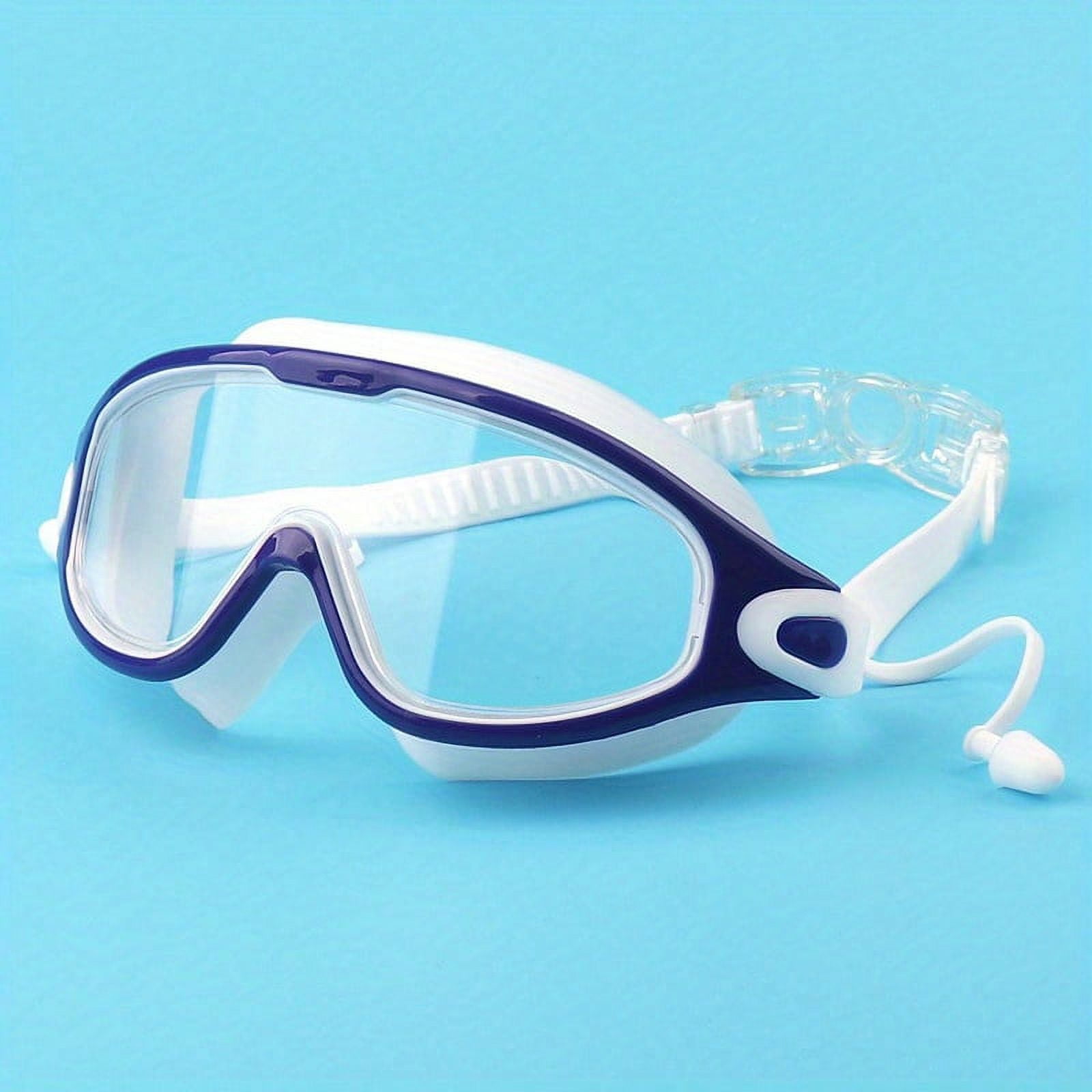 Large Frame Silicone Swim Goggles, Anti-fog Waterproof Clear Visor ...