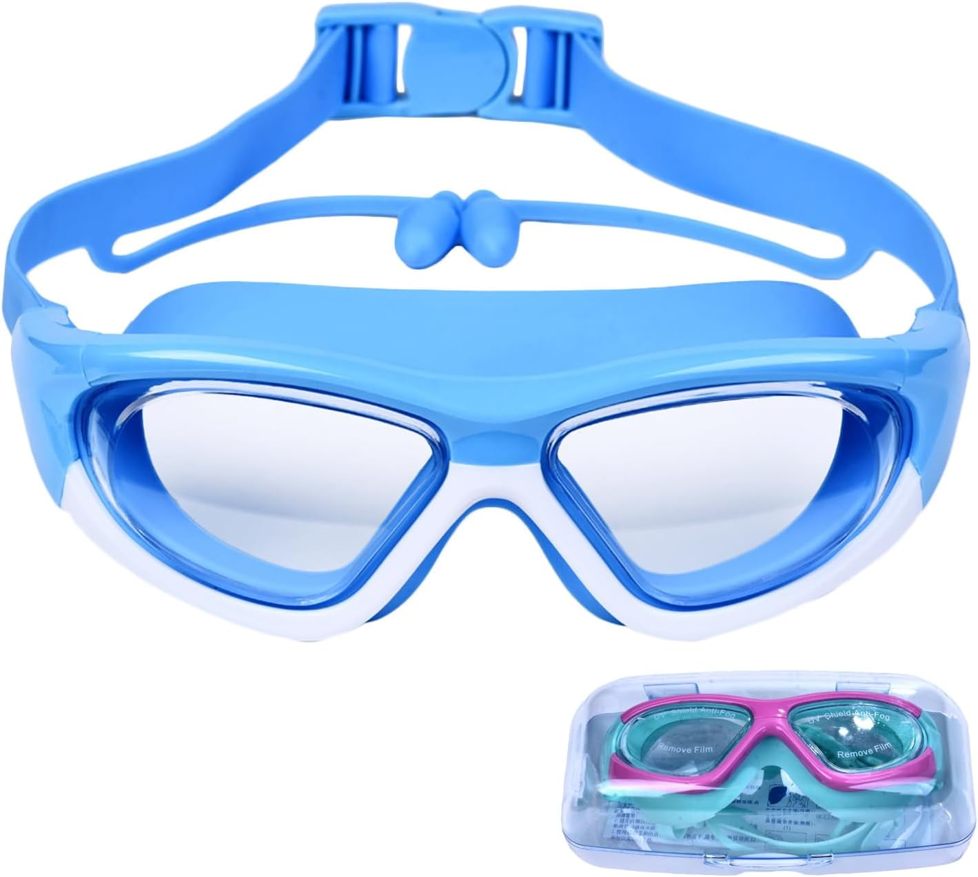 Large Frame Swim goggles Anti Fog UV Wide View Swimming Goggles with ...