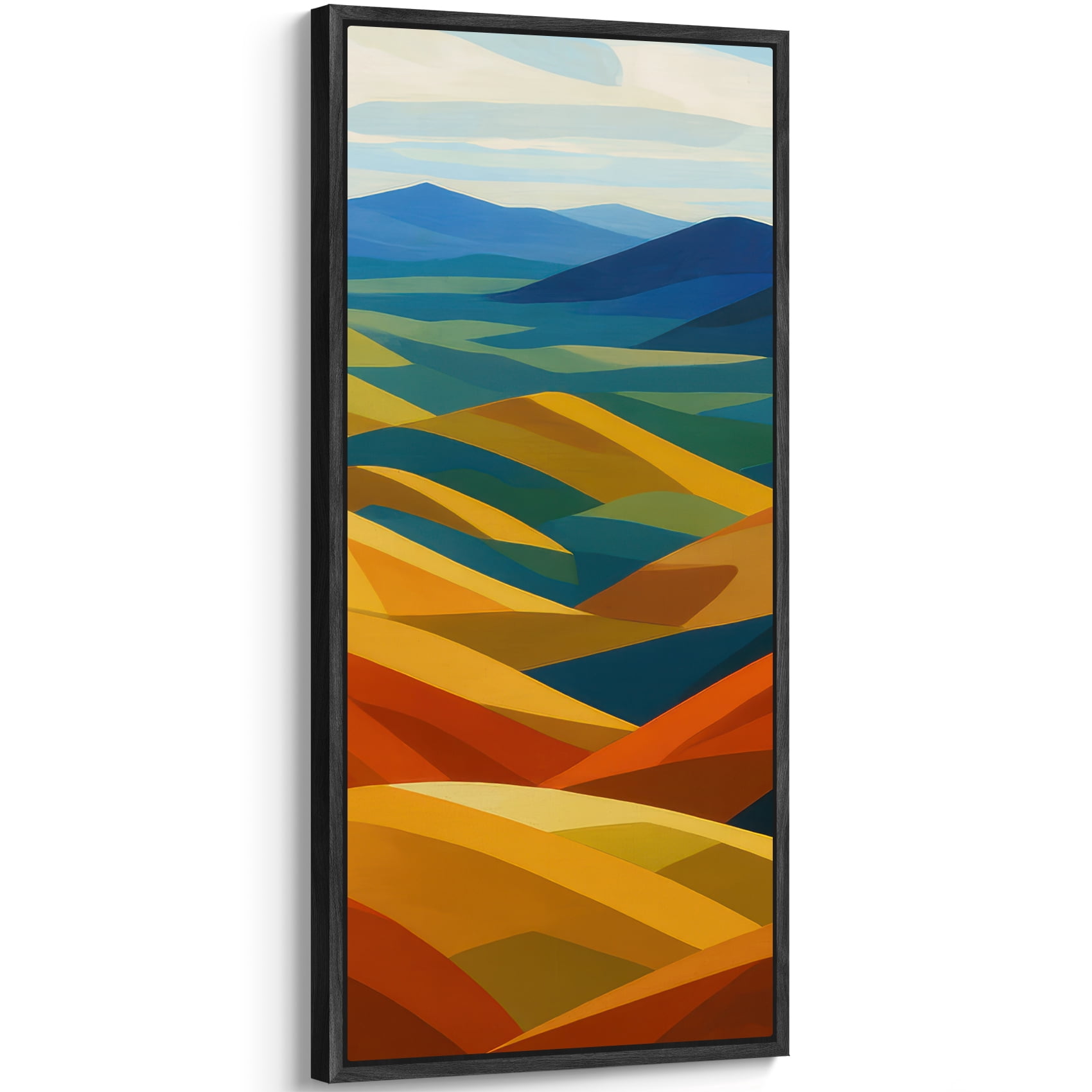 Large Framed Canvas Art for Living Room Wall Decor, Colorful Abstract Mountain Canvas Print for ...