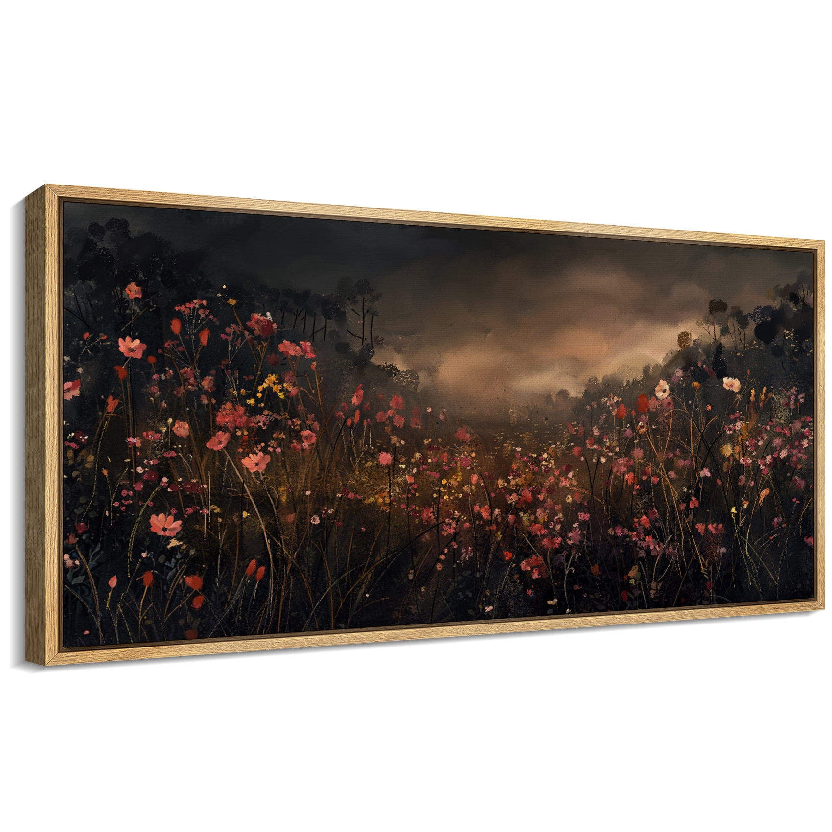Large Framed Canvas Print Dramatic Dark Wildflower Landscape ...