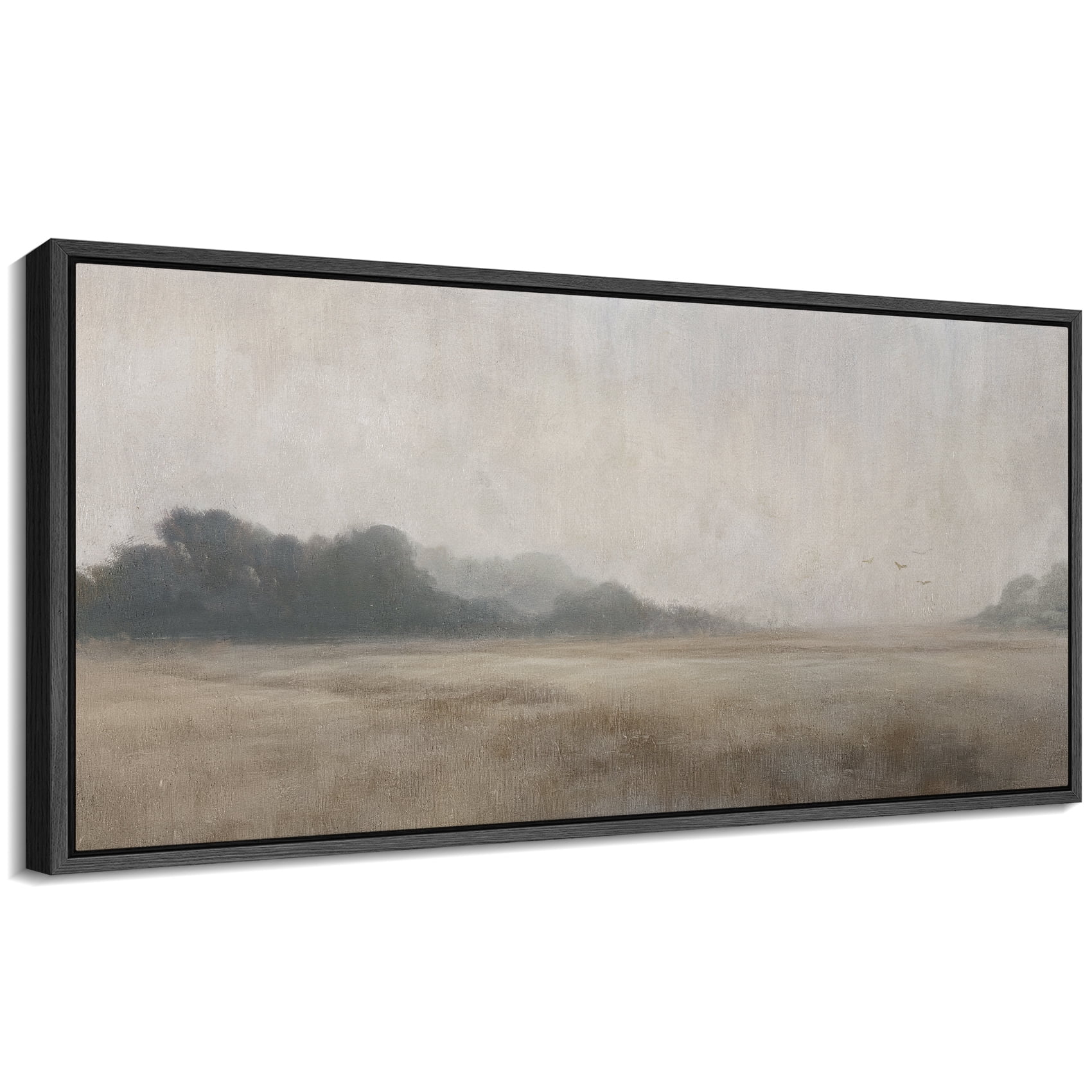 Large Framed Canvas Print Foggy Marshland with Distant Trees ...