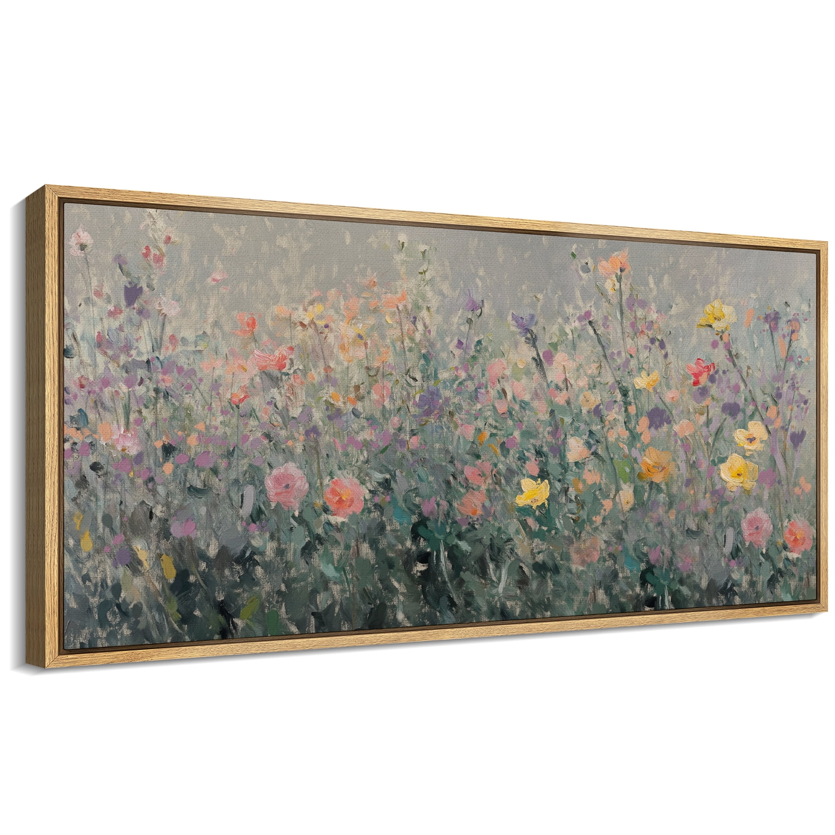 Large Framed Canvas Print Impressionist Wildflower MeadowWall Art ...