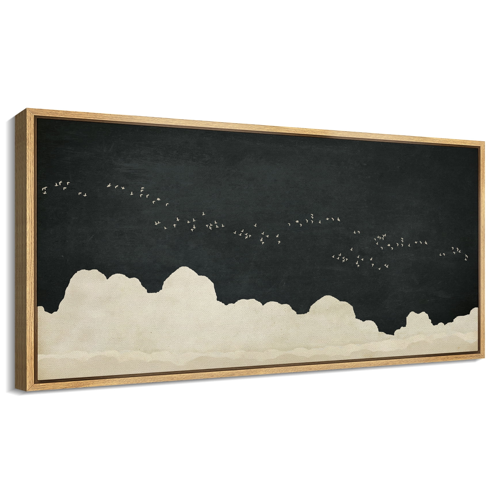 Large Framed Canvas Print Minimalist Dark Night Sky with Flying ...