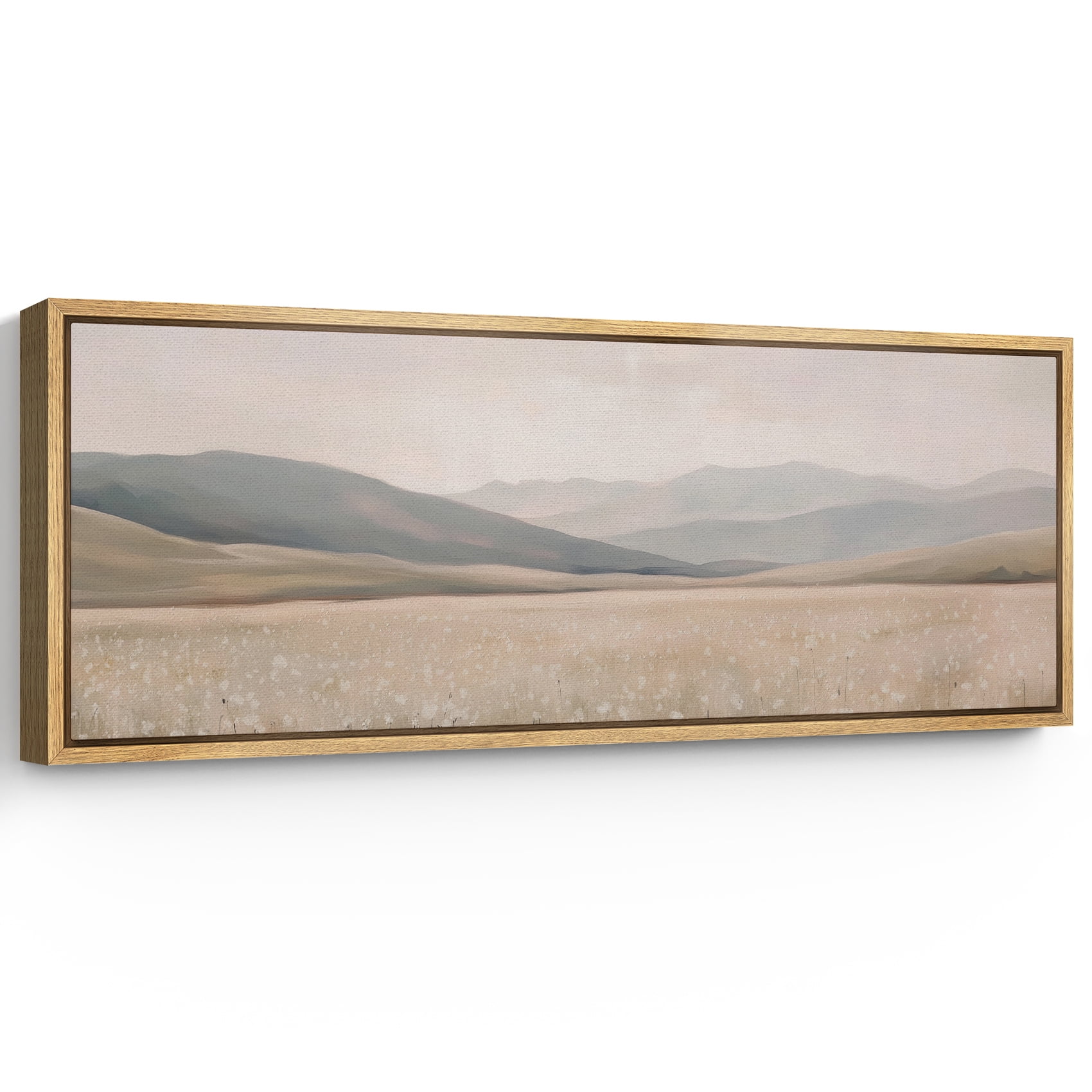Large Framed Canvas Print Minimalist Neutral-Toned Meadow Landscape ...
