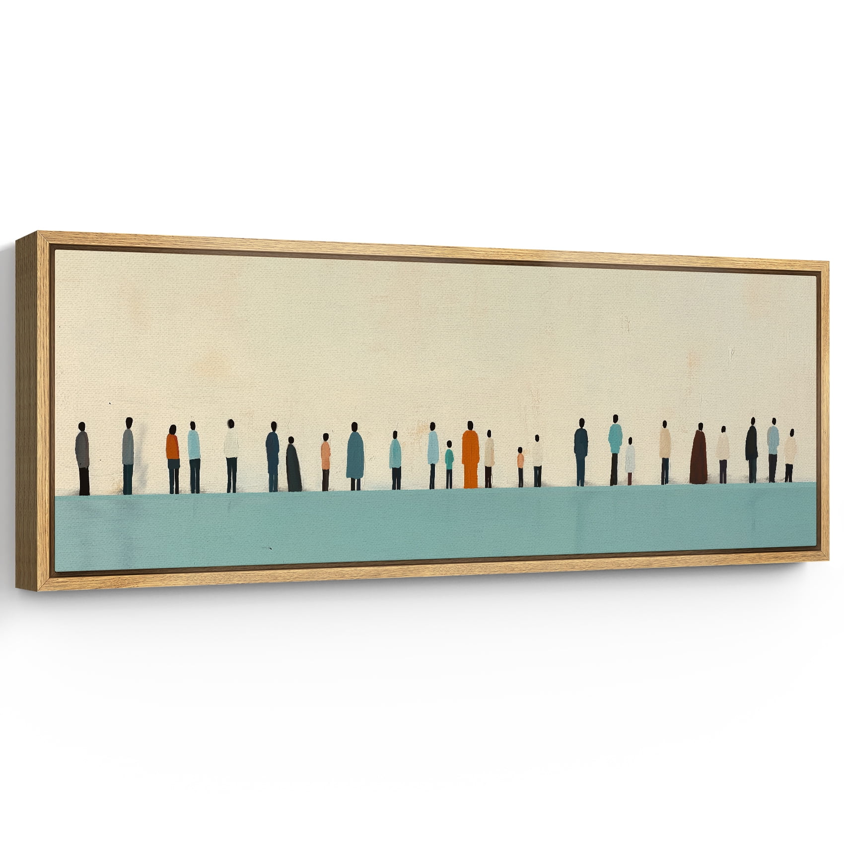 Large Framed Canvas Print Minimalist People in Line Framed Canvas ...