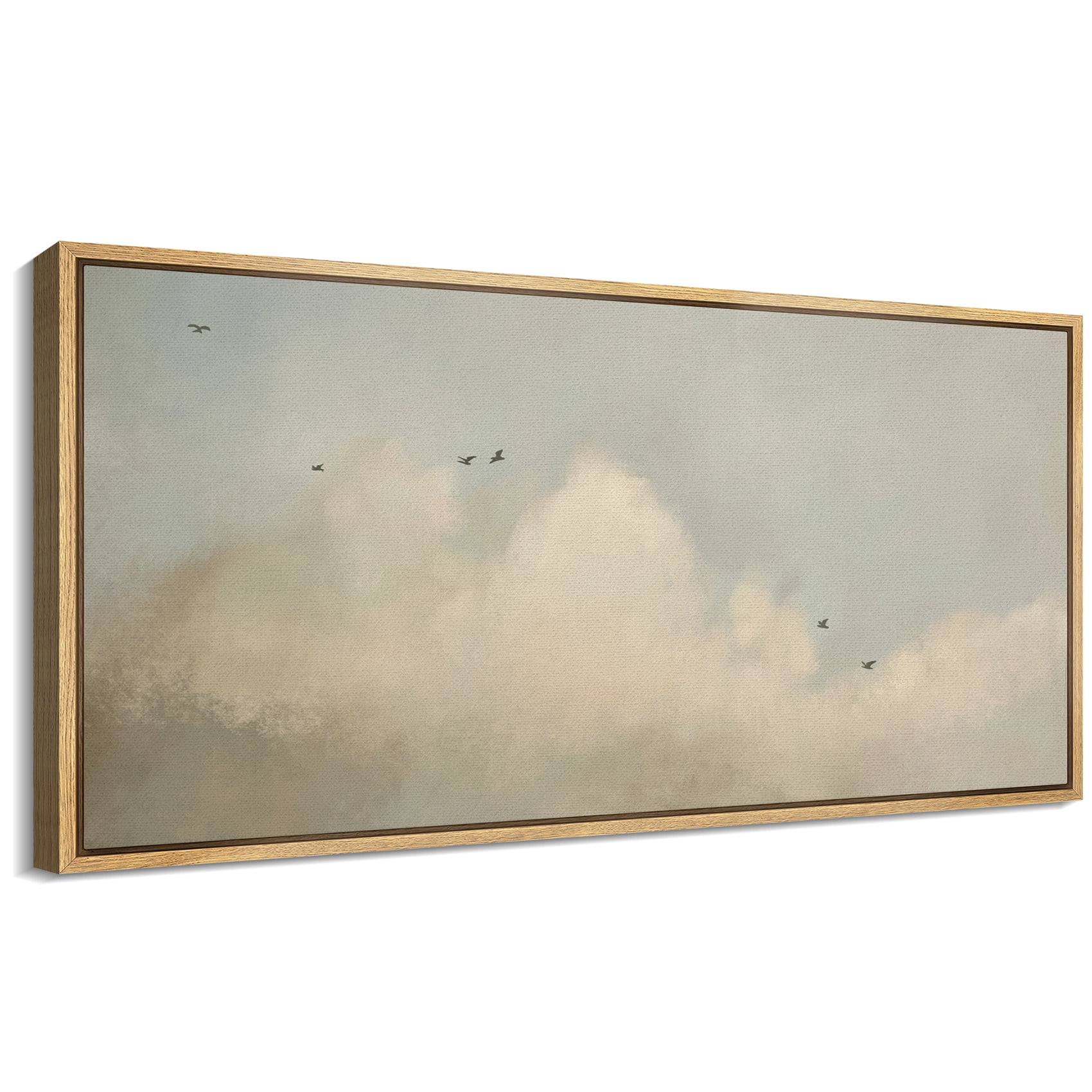 Large Framed Canvas Print Minimalist Sky and Flying BirdsWall Art ...