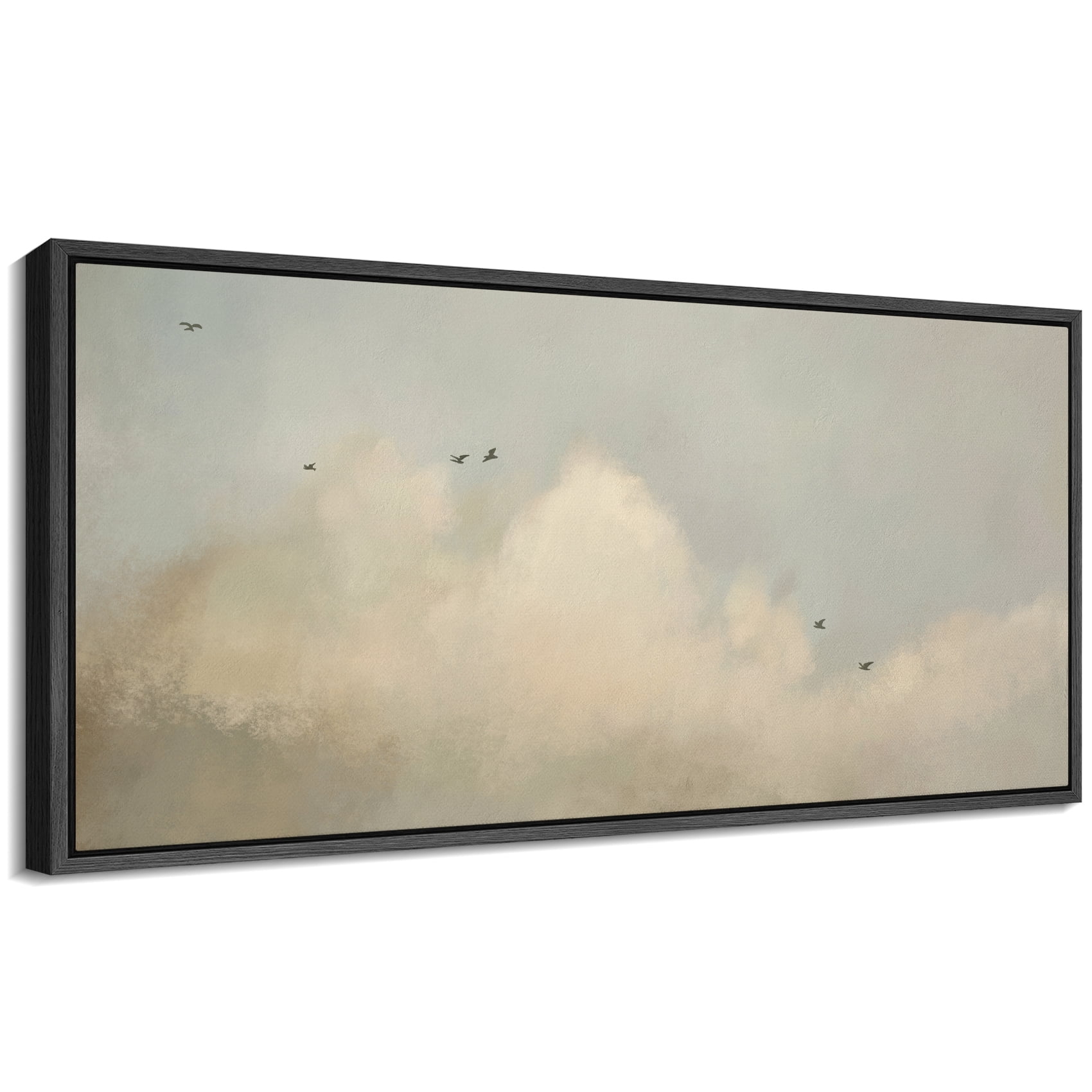 Large Framed Canvas Print Minimalist Sky and Flying BirdsWall Art ...