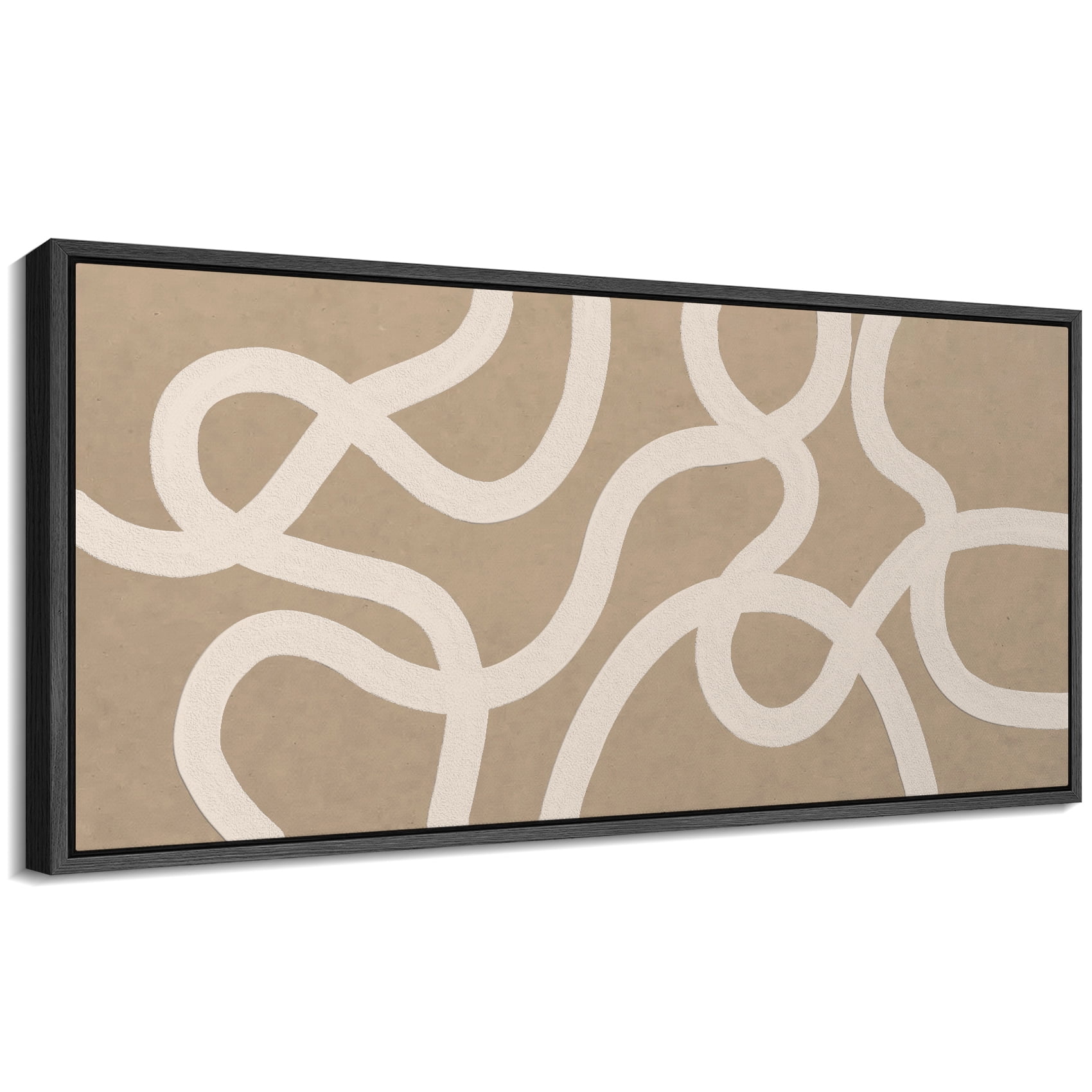 Large Framed Canvas Print Modern Beige & White Geometric DesignWall Art ...