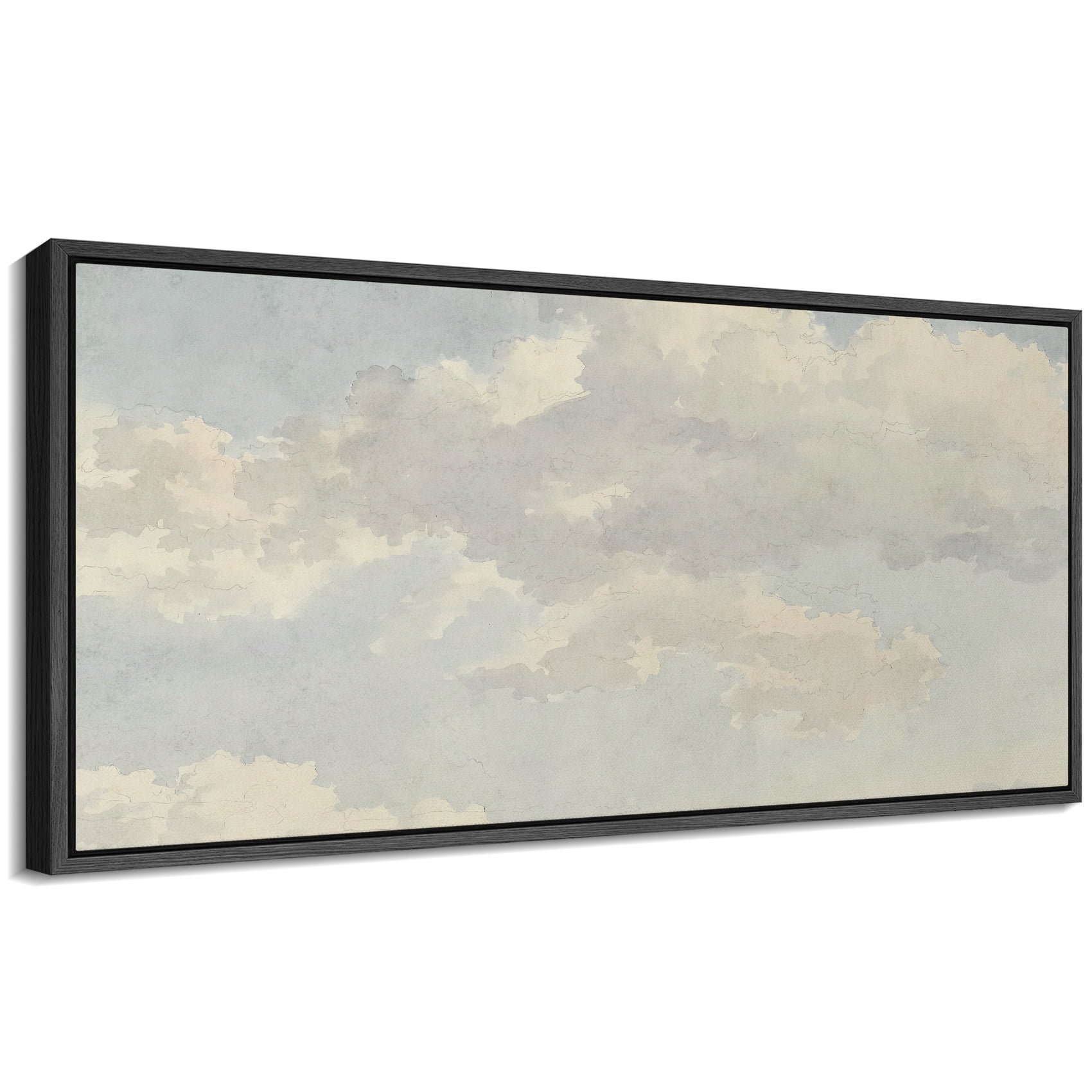 Large Framed Canvas Print Serene Blue and White Cloudscape Painting on ...