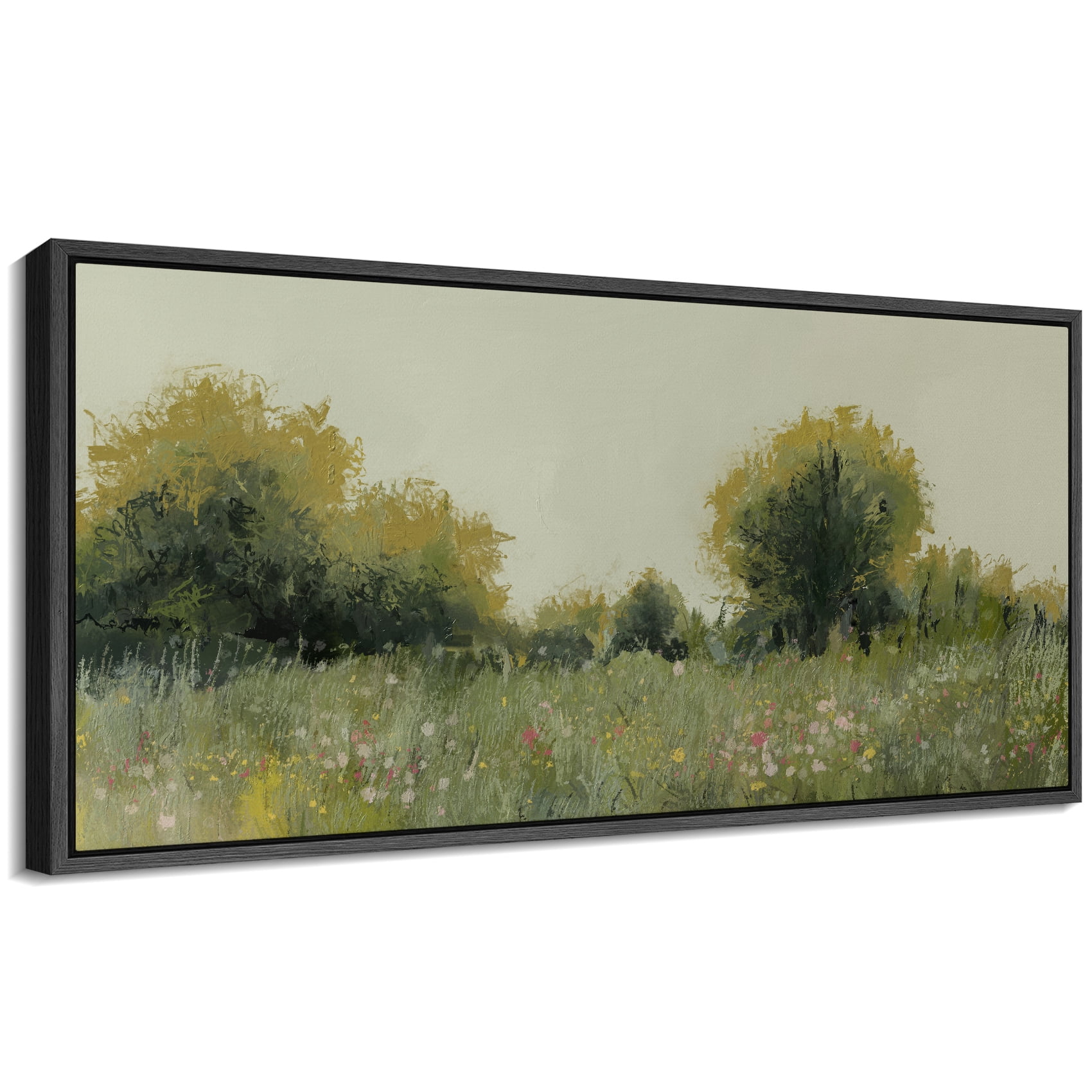 Large Framed Canvas Print Serene Countryside Meadow with Wildflowers ...