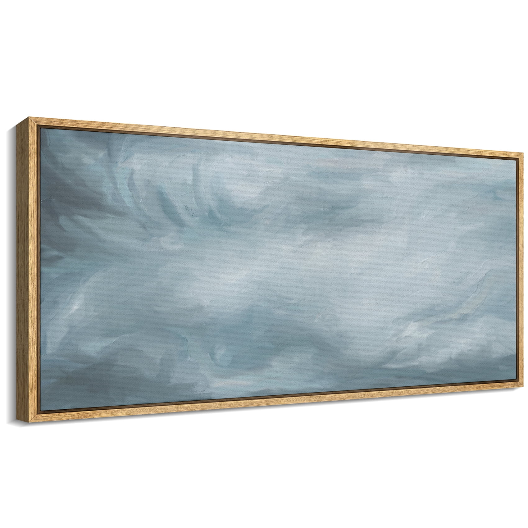 Large Framed Canvas Print Soft Blue Abstract Cloudscape Oil ...