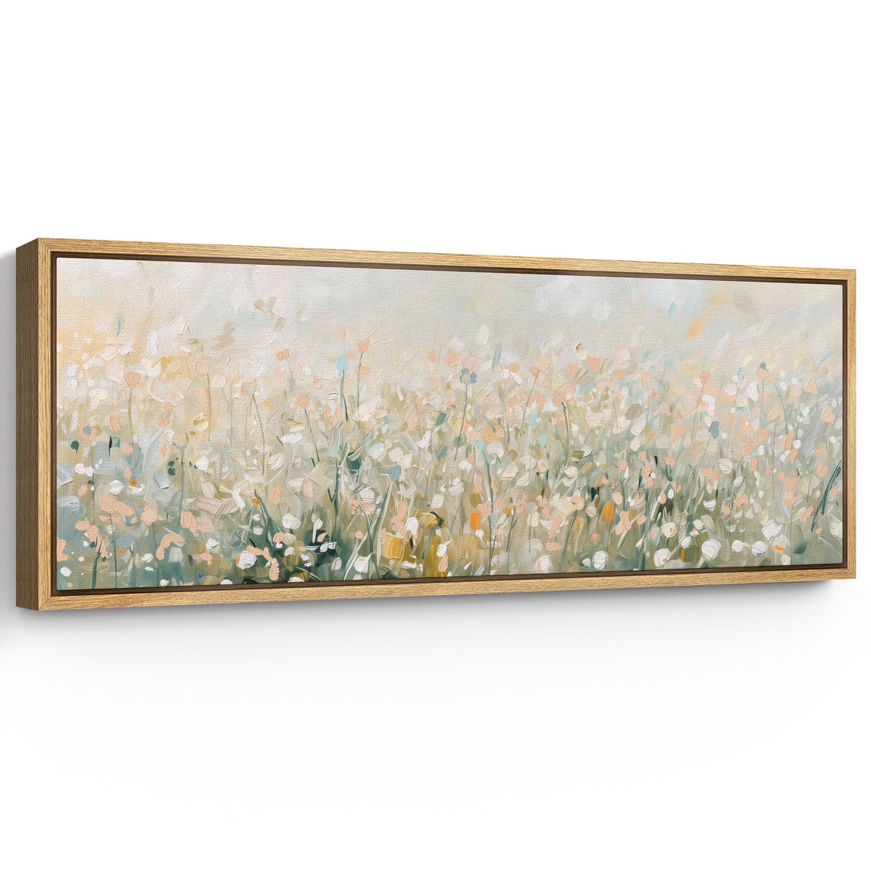 Large Framed Canvas Print Soft Neutrals Floral FieldWall Art Decorative ...