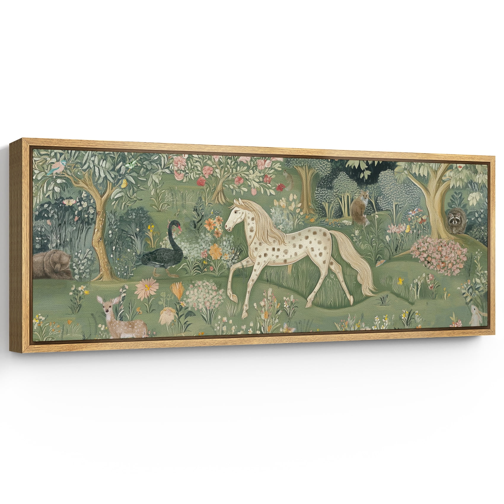 Large Framed Canvas Print Storybook Forest Scene Canvas – Whimsical ...