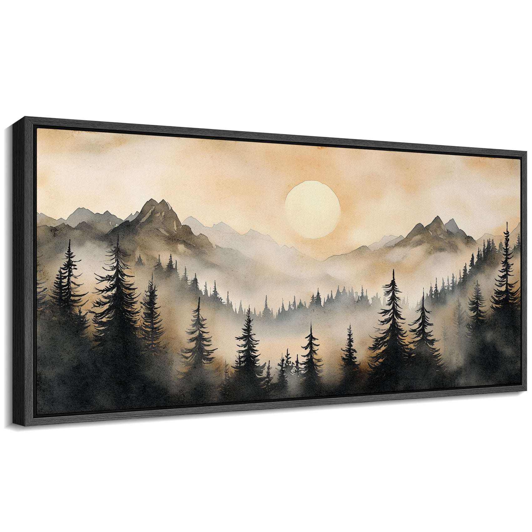 Large Framed Canvas Print Sunrise from mistry Forest Wall Art ...