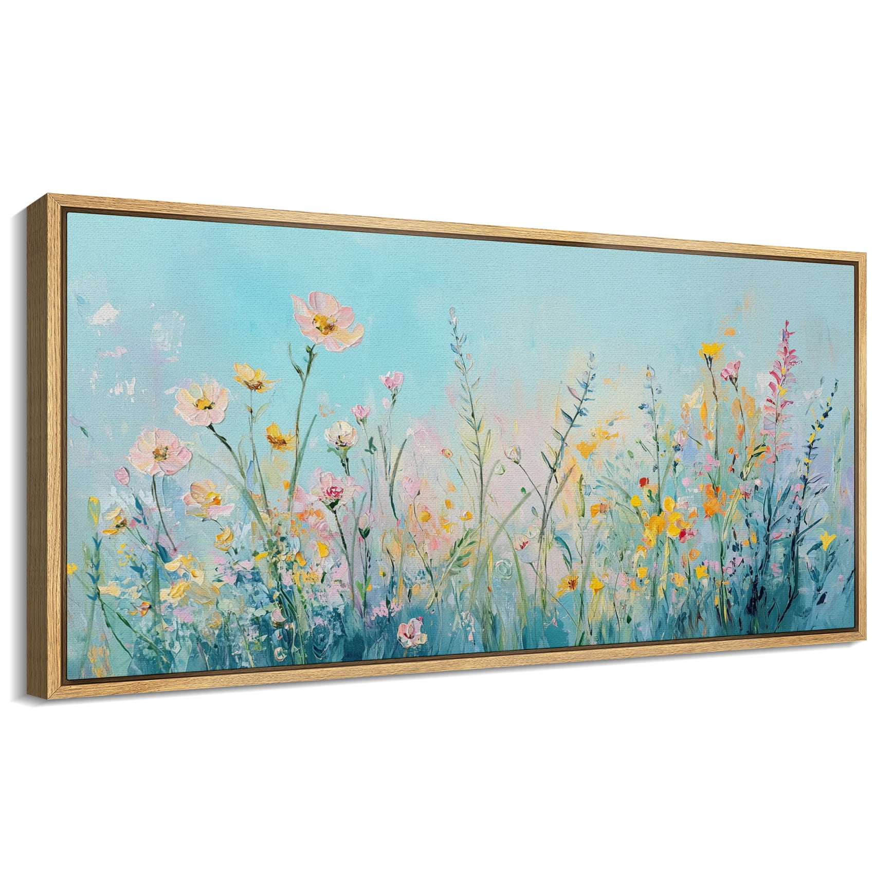 Large Framed Canvas Print Tall Blooming WildflowersWall Art Decorative ...