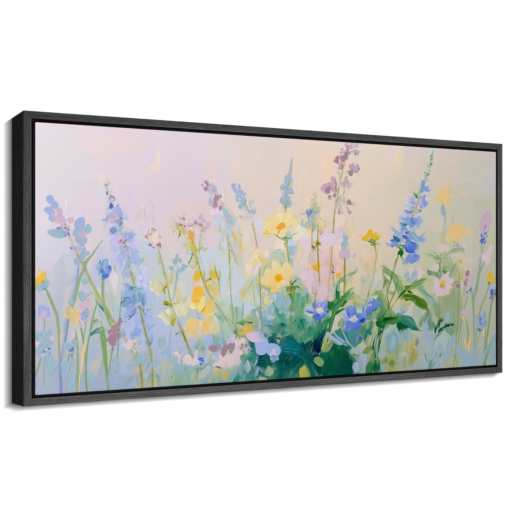 Large Framed Canvas Print Wildflower Meadow ImpressionistWall Art ...