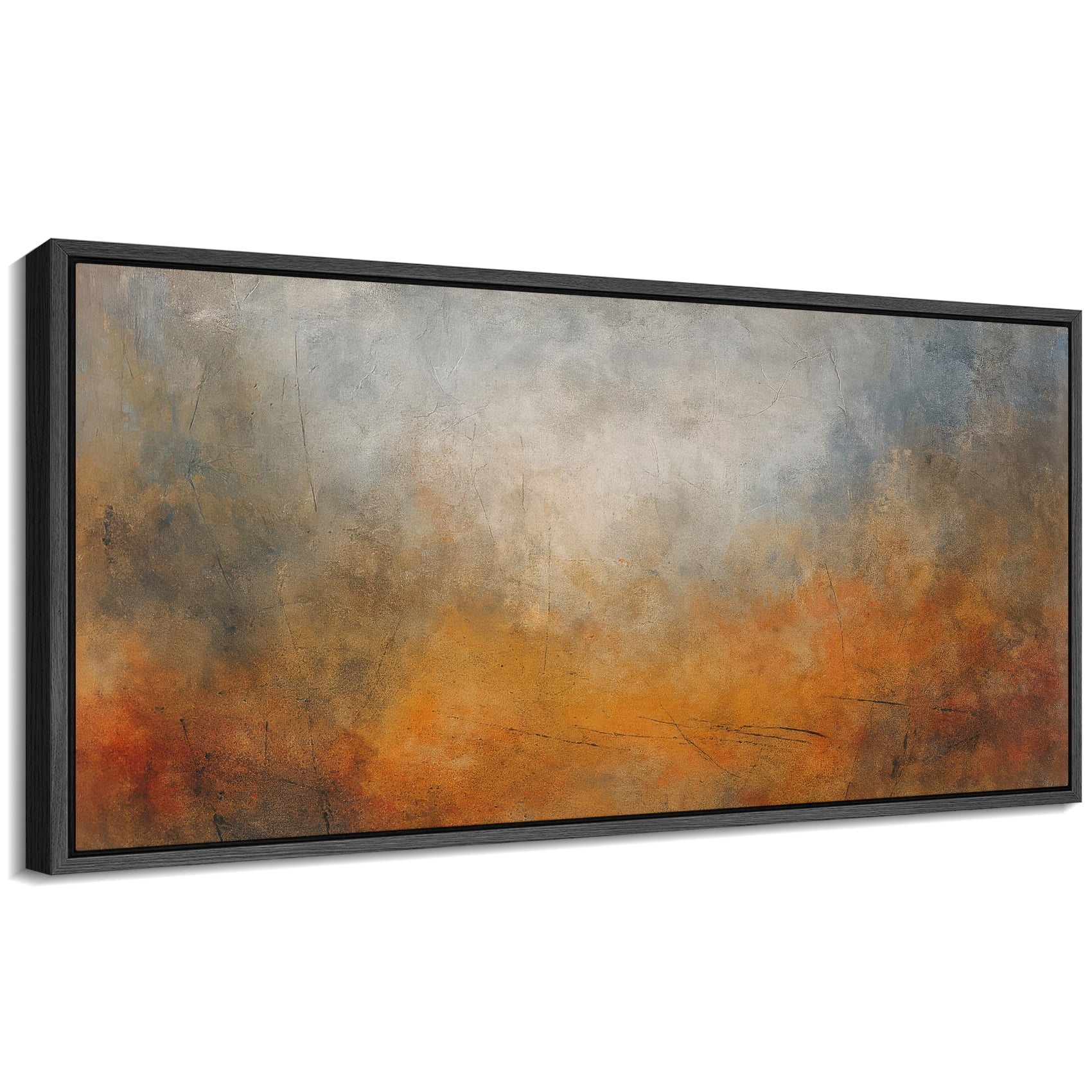 Large Framed Canvas Wall Art Orange Abstract Print for Modern Living ...