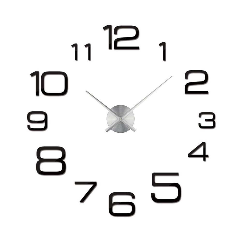 Large Frameless DIY Wall Clock Kit - 28-36 Inch Adjustable 3D Mirror ...