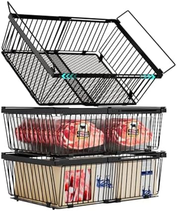 Large Freezer Organizer Bins，Upgraded Bottom Leak-Proof net，3 Pack ...