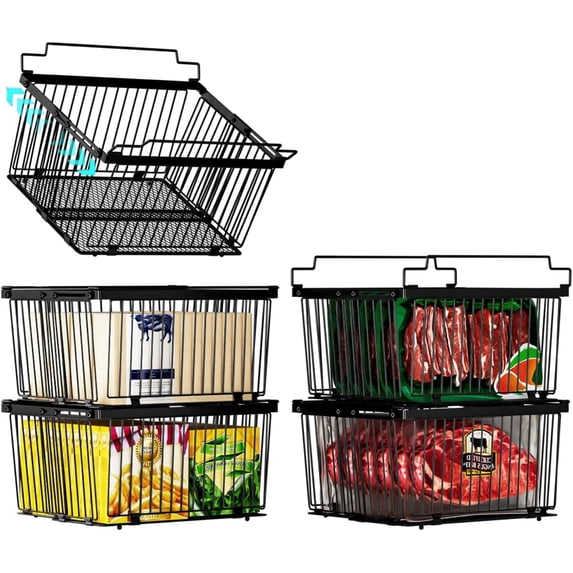 Large Freezer Organizer Bins,Upgraded Bottom Leak-Proof net,Fit 5 to 9 ...