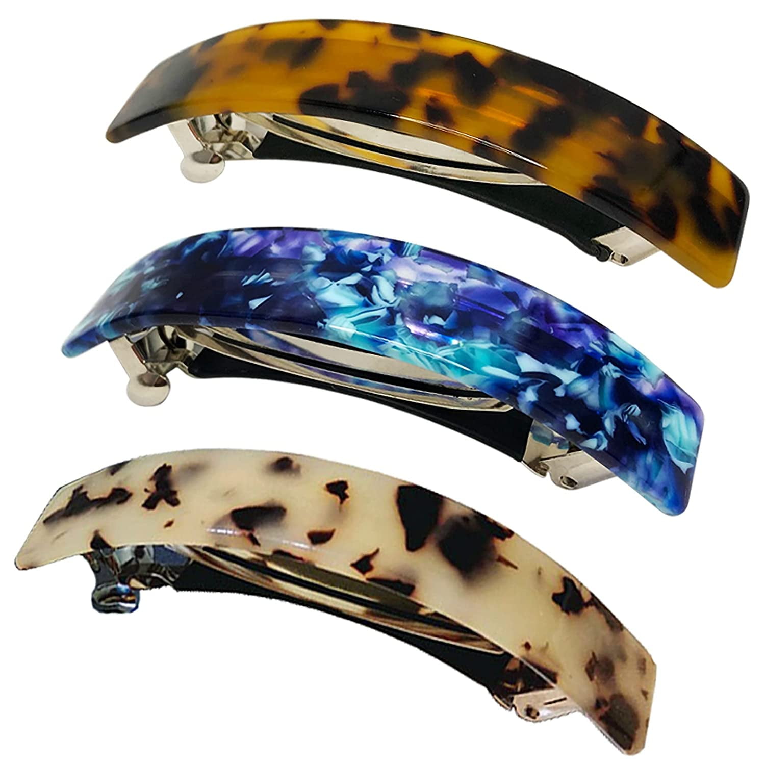 Large French Barrettes for Women Fine Thick Hair, Classic Tortoise ...