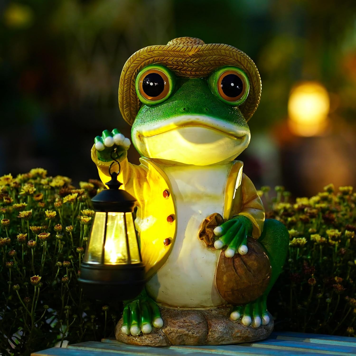 Large Frog Garden Statues 13.3 inches Tall,Resin Frog Garden Decor with ...