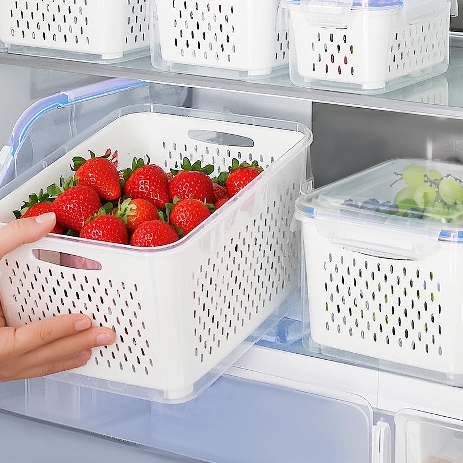 Large Fruit Containers for Fridge - Leakproof Food Storage Containers ...