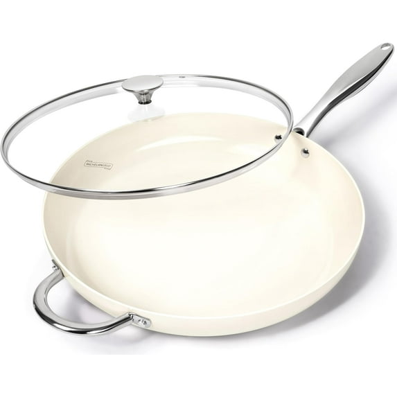 Large Frying Pan with Lid, 14 Inch Ceramic Skillet with Nonstick ...