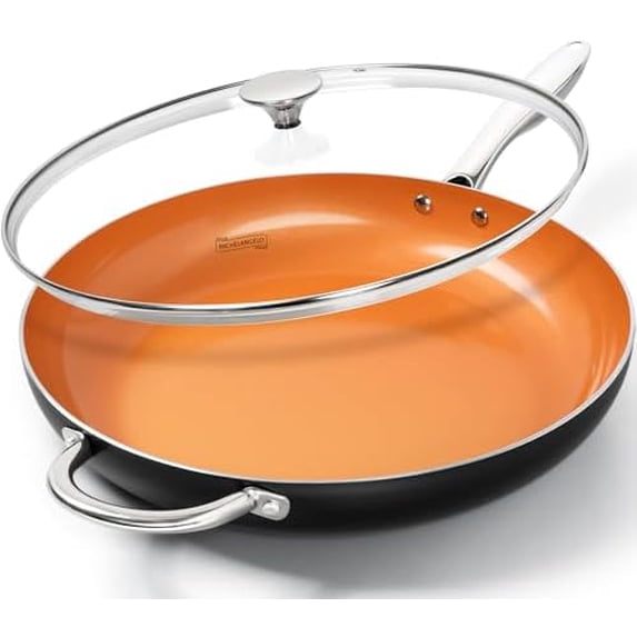 Large Frying Pan with Lid, 14 Inch Ceramic Skillet with Nonstick ...