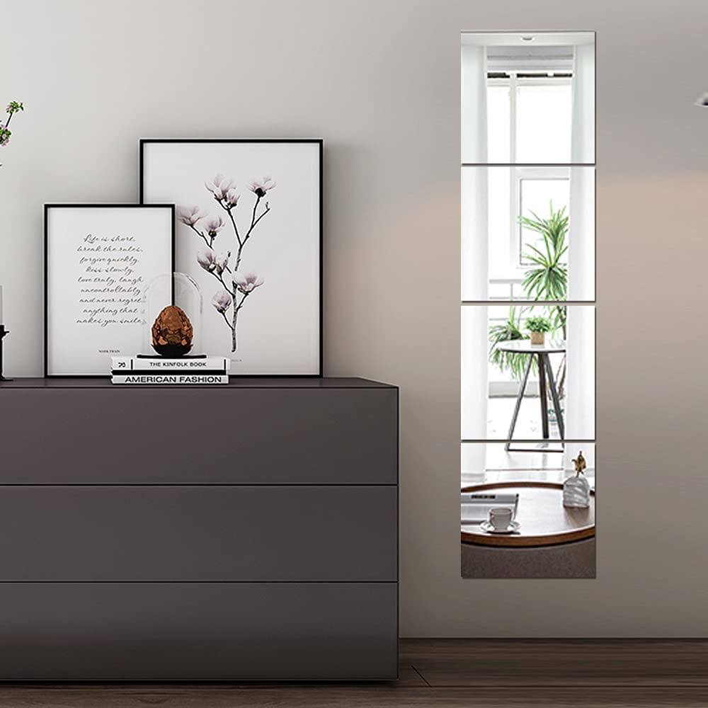 Large Full Body Wall Mirrors, 4pcs 12"x12" Acrylic Plexiglass Mirror ...