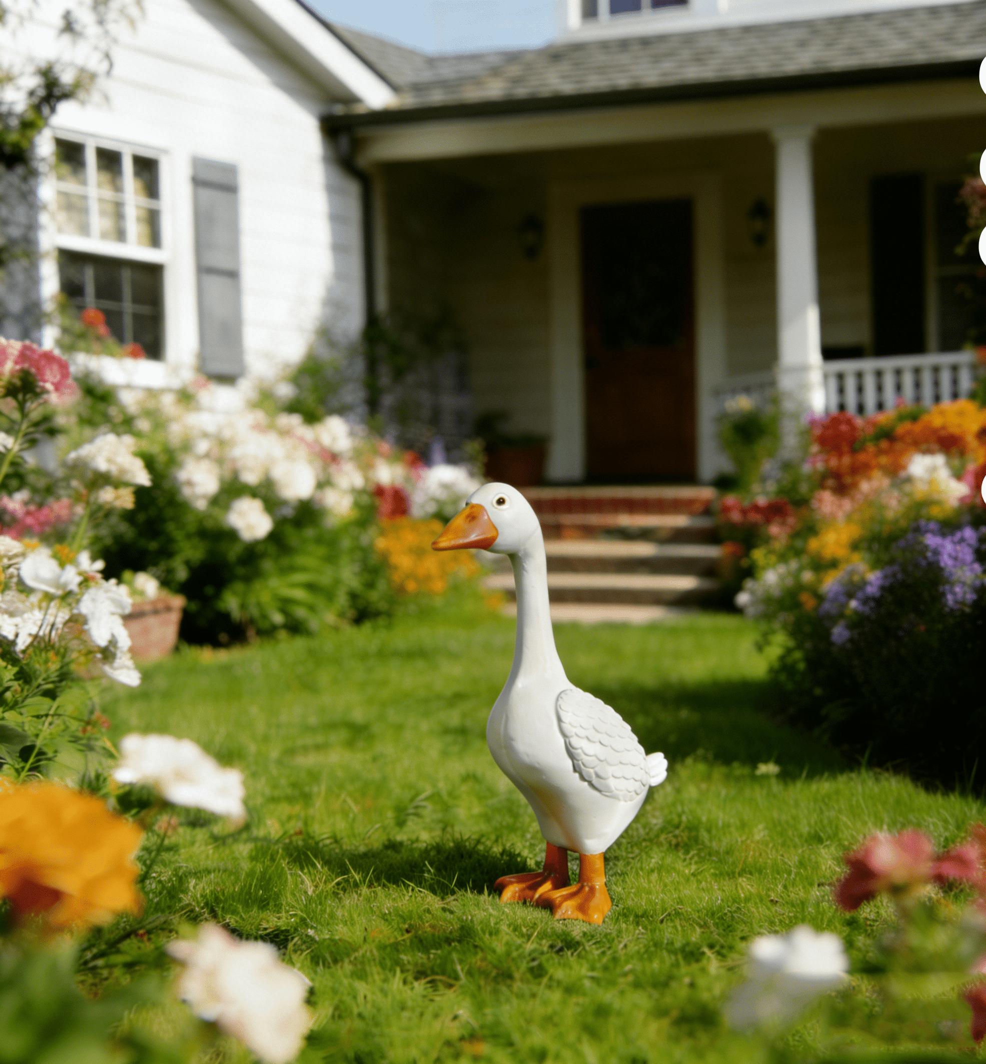 Porch Goose Statue, White Goose Figurine for Indoor Outdoor Decor ...