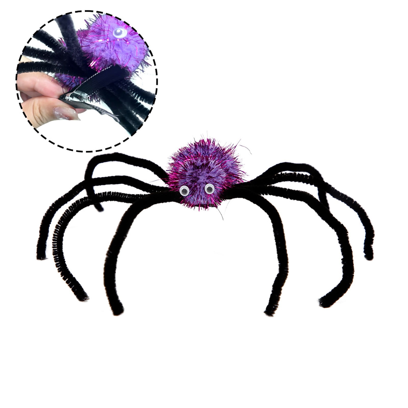 Large Fuzzy Purple Spider Halloween Decoration with Bendable Legs and ...