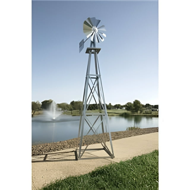 Outdoor Water Solutions Large 12-Foot Galvanized Metal Windmill for ...