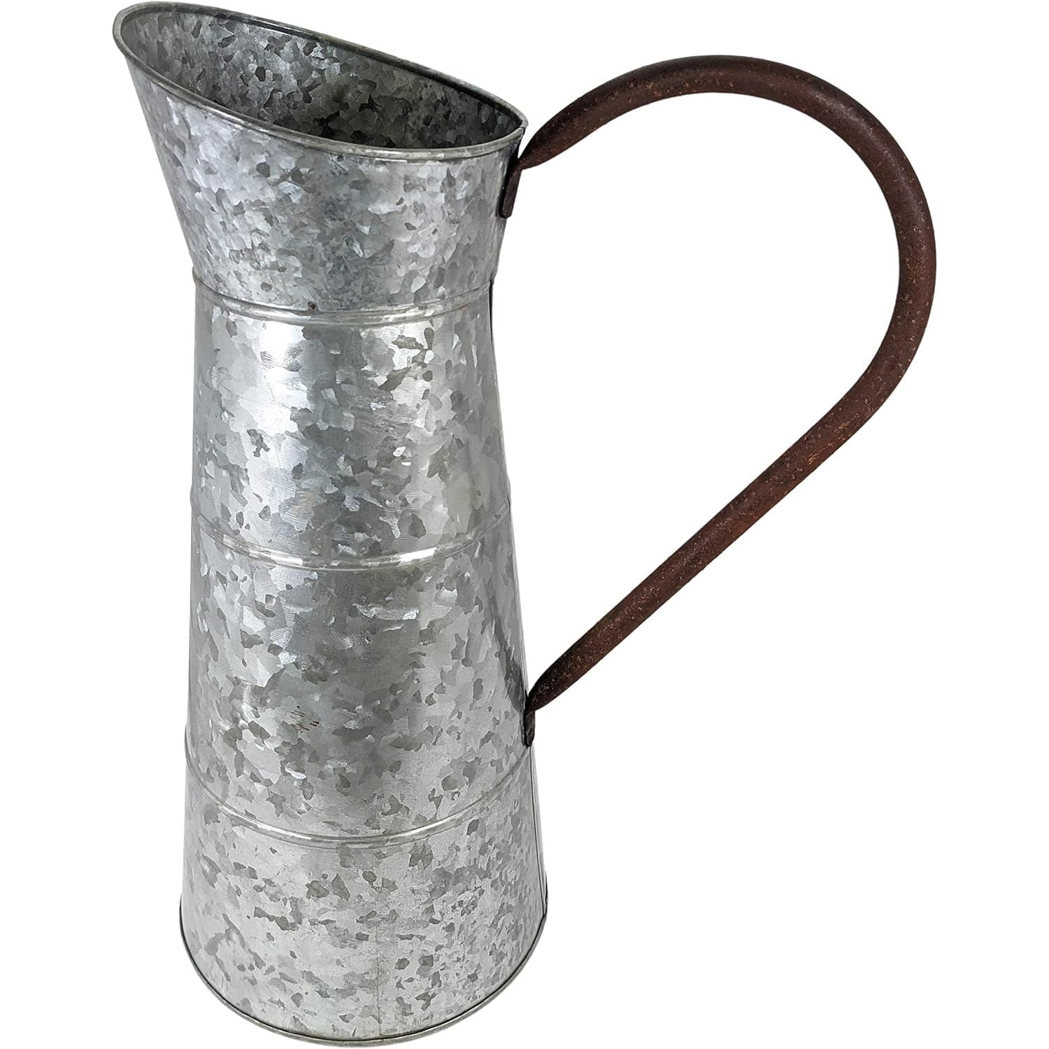 Large Galvanized Metal Pitcher Vase, 1.5 Gallon, 15.6" Tall, Rustic ...